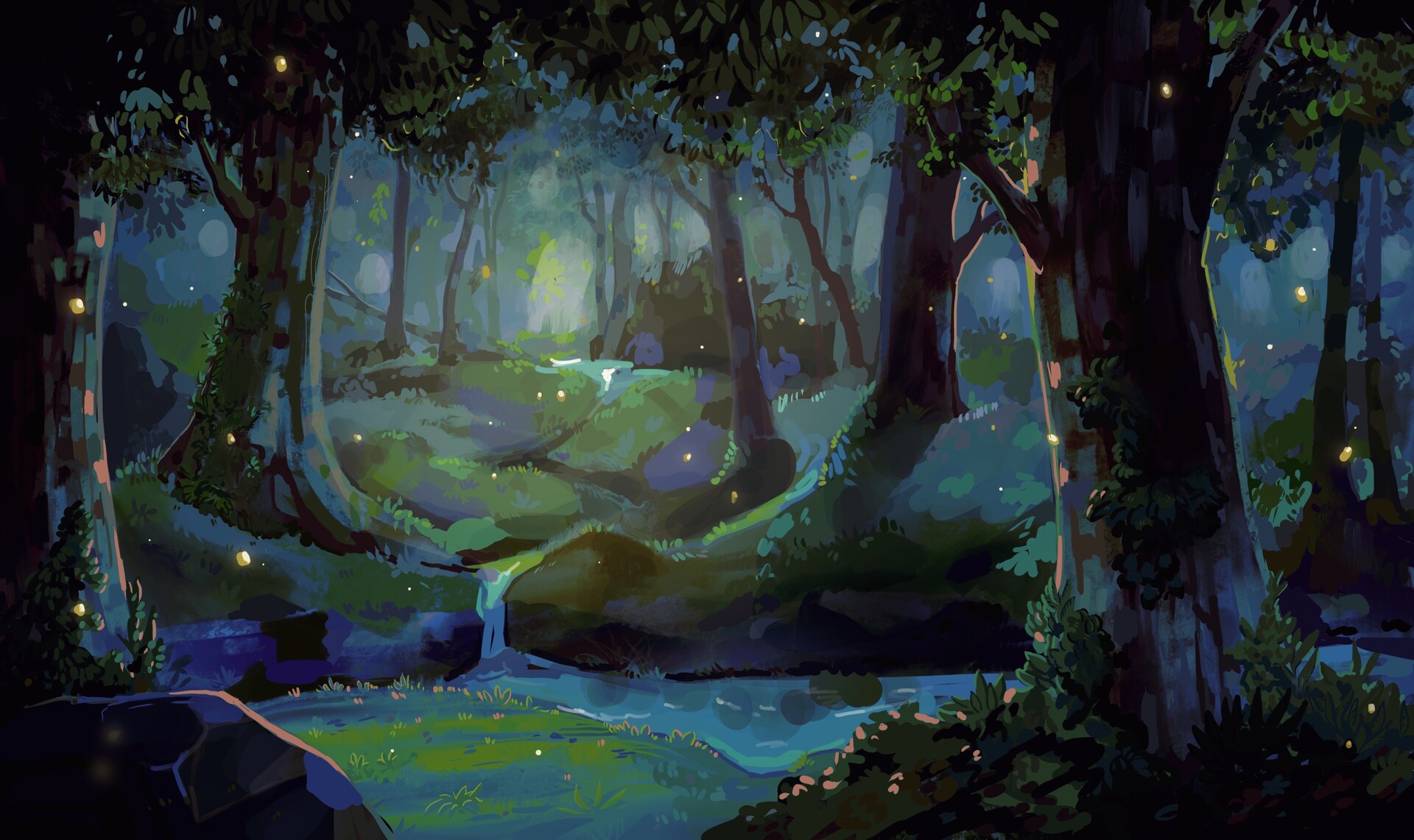 ArtStation - Forest environment (night version)