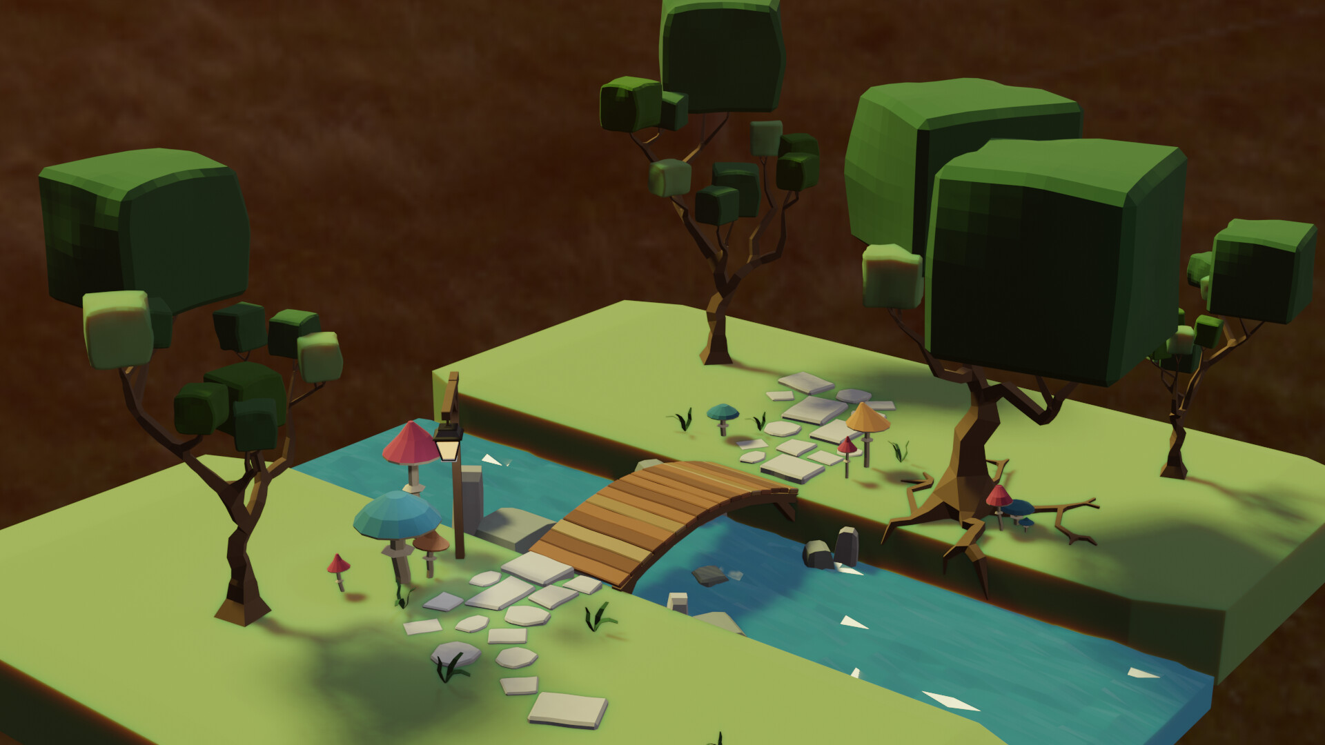 ArtStation - Low Poly Country Bridge