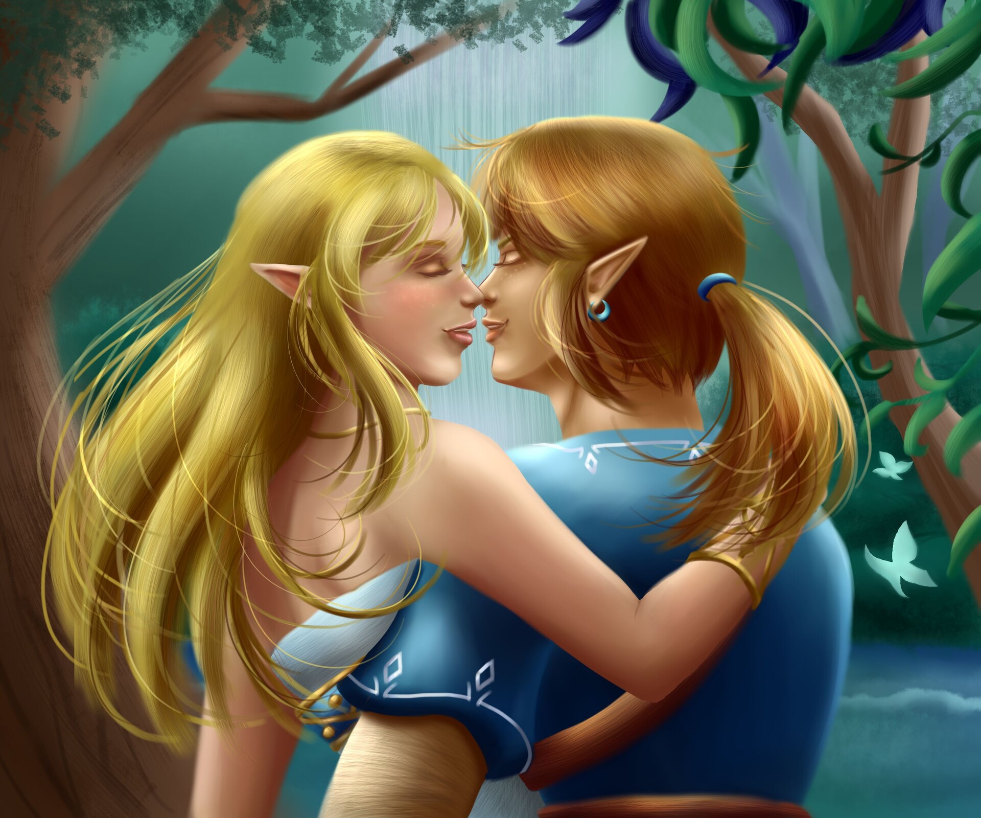how to draw zelda and link kissing