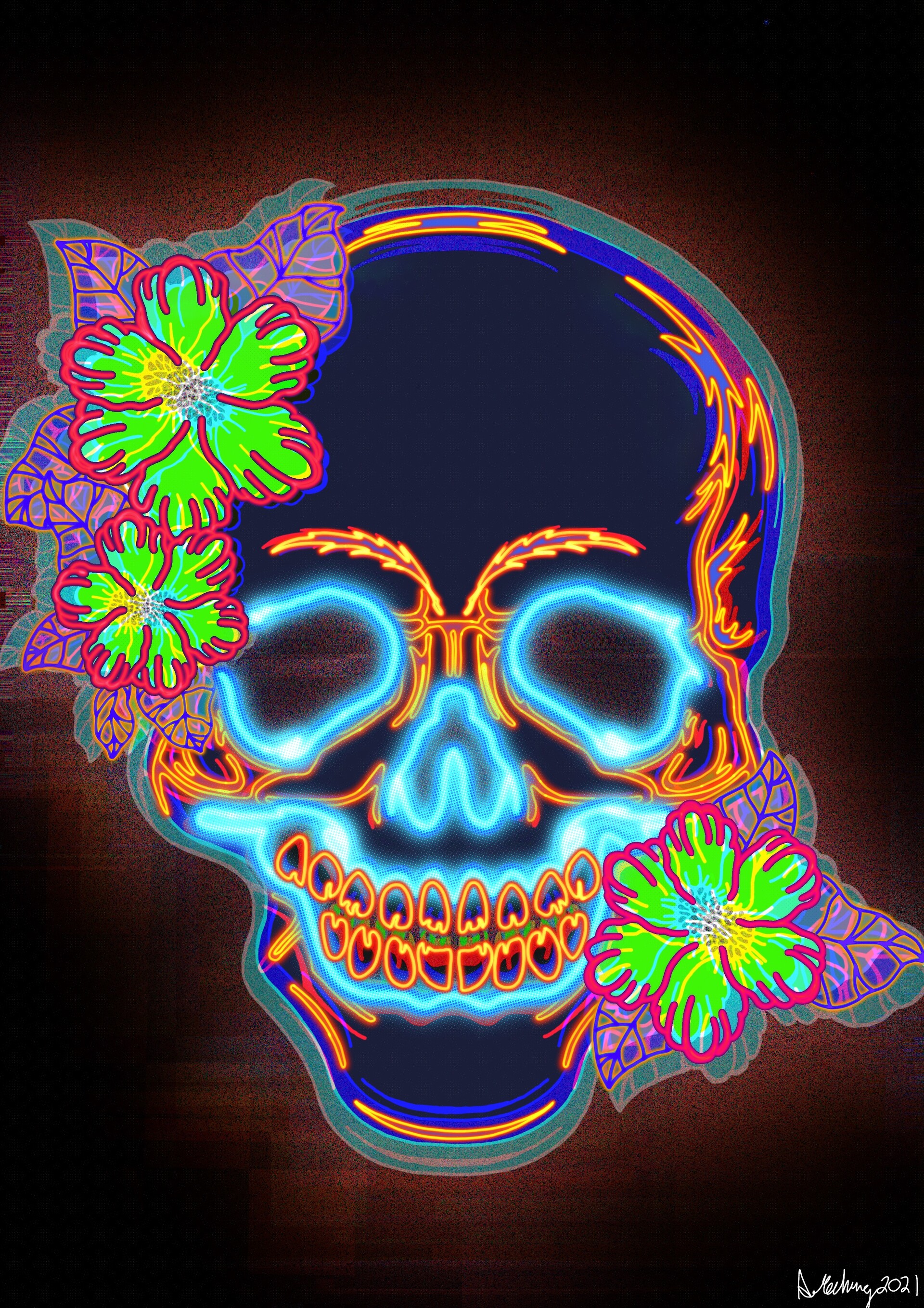 ArtStation - Flower skull