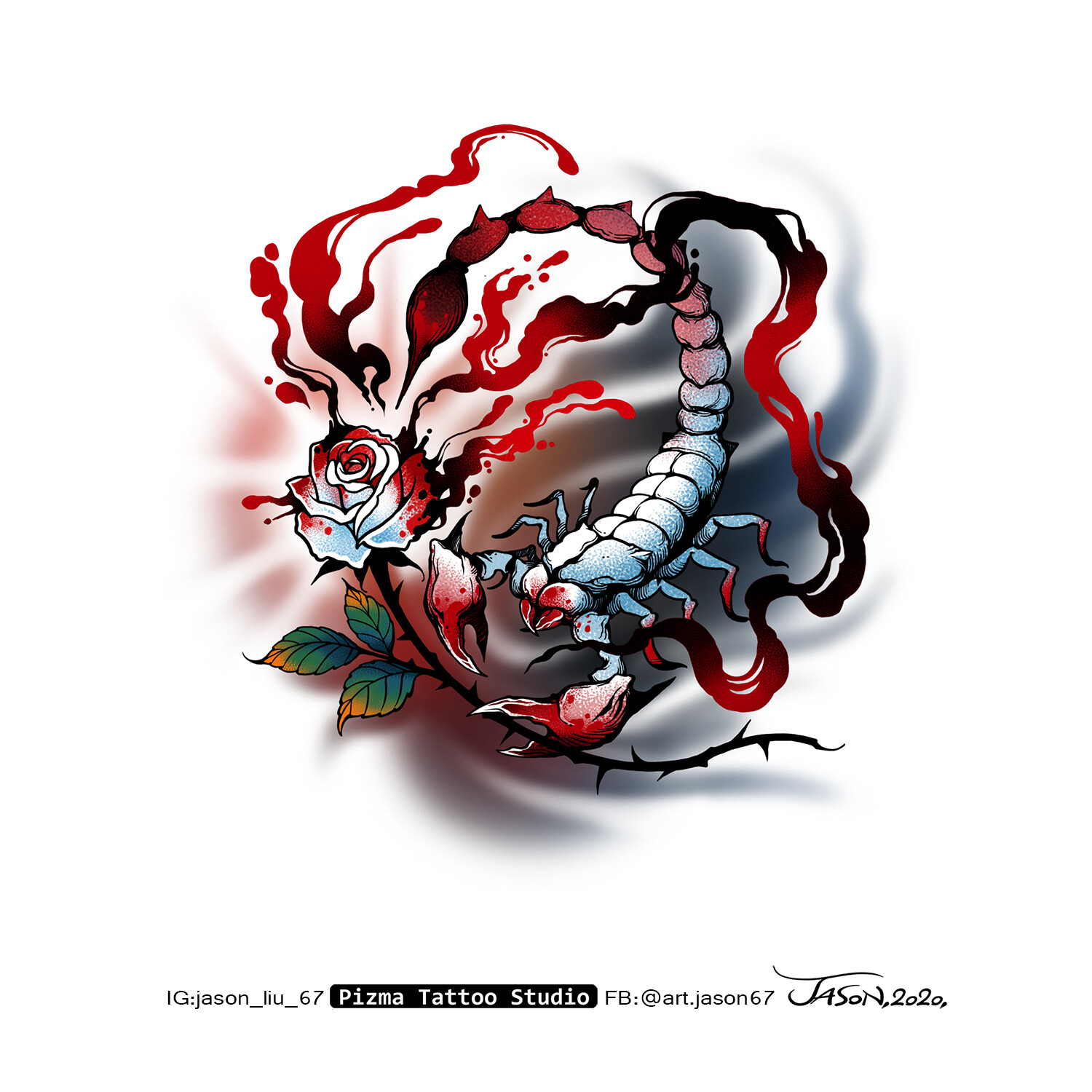 ArtStation - Tattoo Design ~ Scorpio with rose