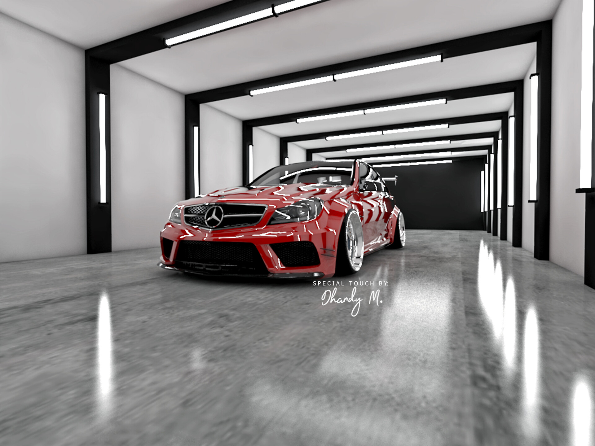 ArtStation - Mercedes Benz C63 AMG Red Spirit Stance Full Custom Kit