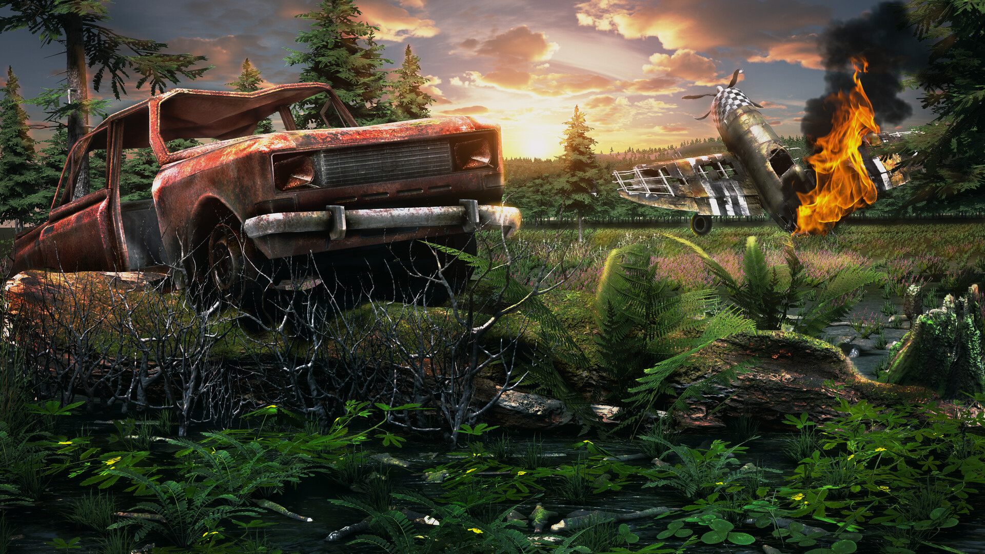 Ali Raza - Post Apocalyptic Forest - Plane Crash Scene