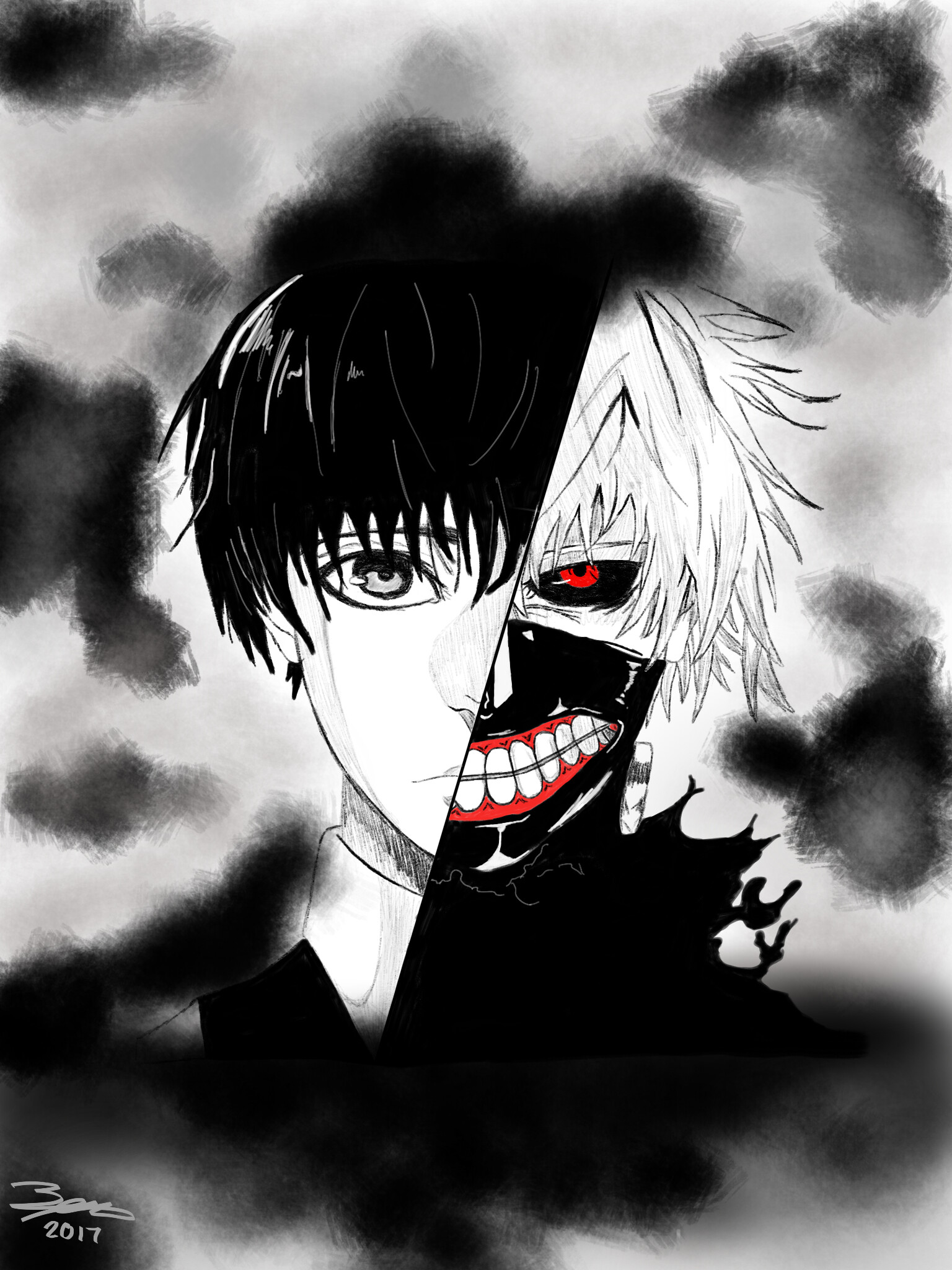how to draw kaneki ken