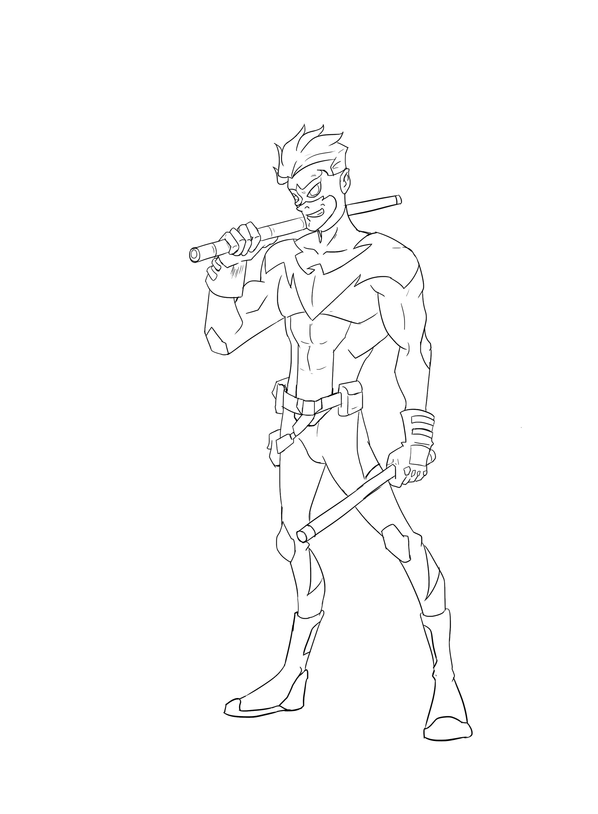 how to draw nightwing full body