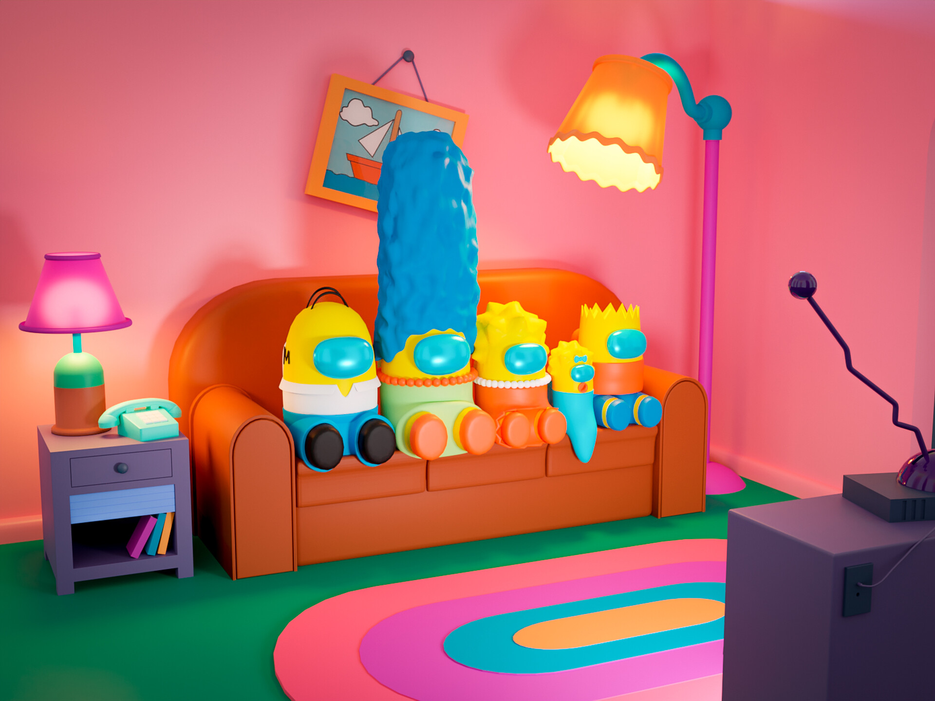 ArtStation - The Simpsons as “Among us” avatars in 3D