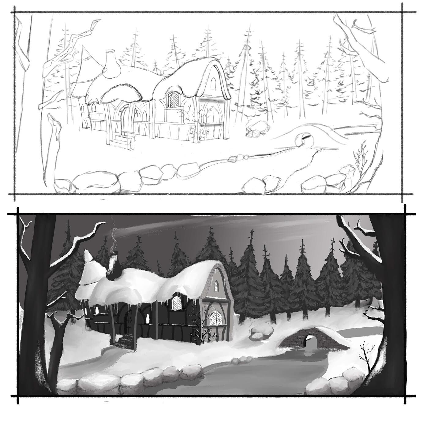 ArtStation - Ext. Cottage: Snow White and the Seven Dwarves