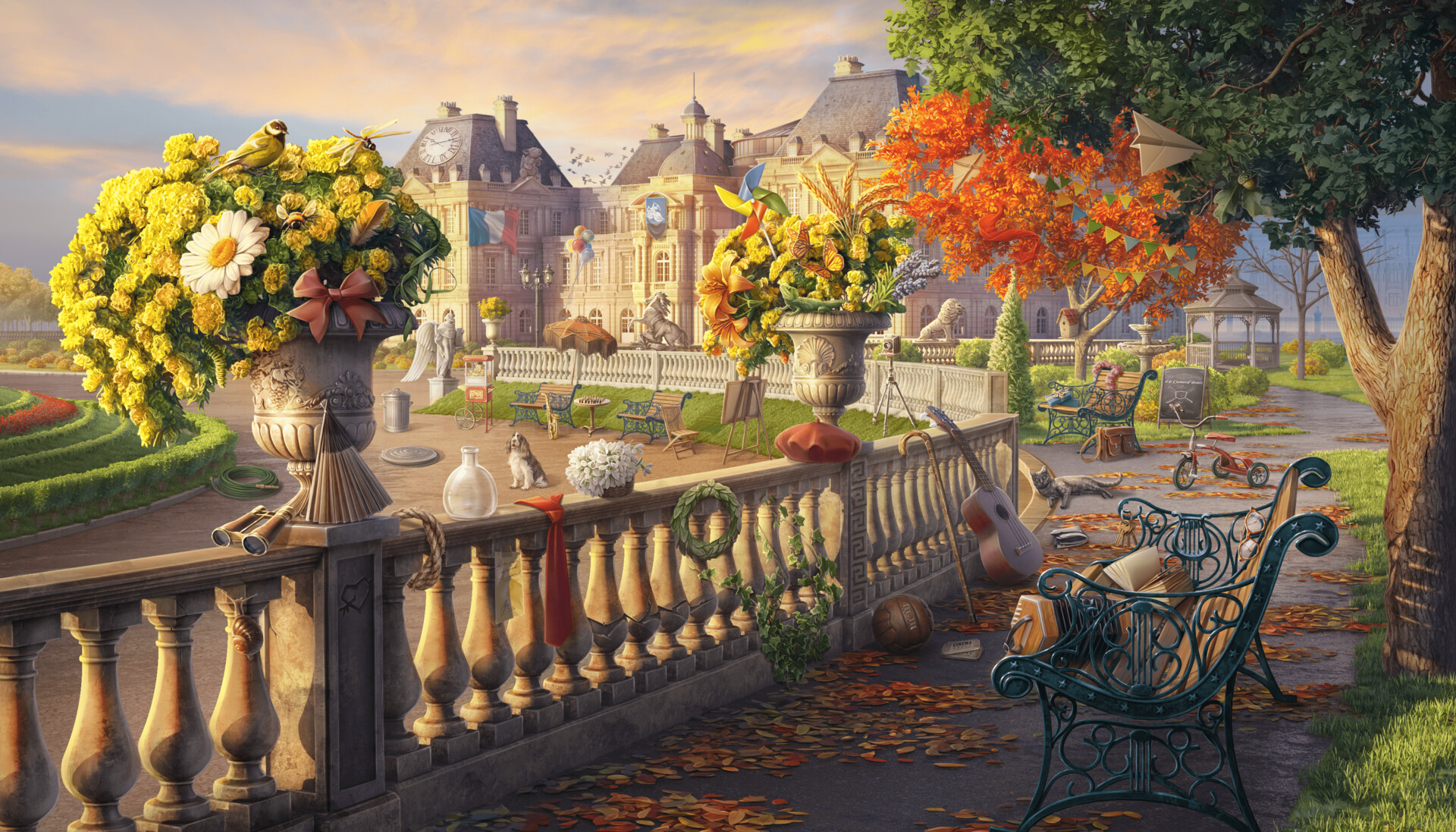 ArtStation - Luxembourg Gardens, hidden object game scene