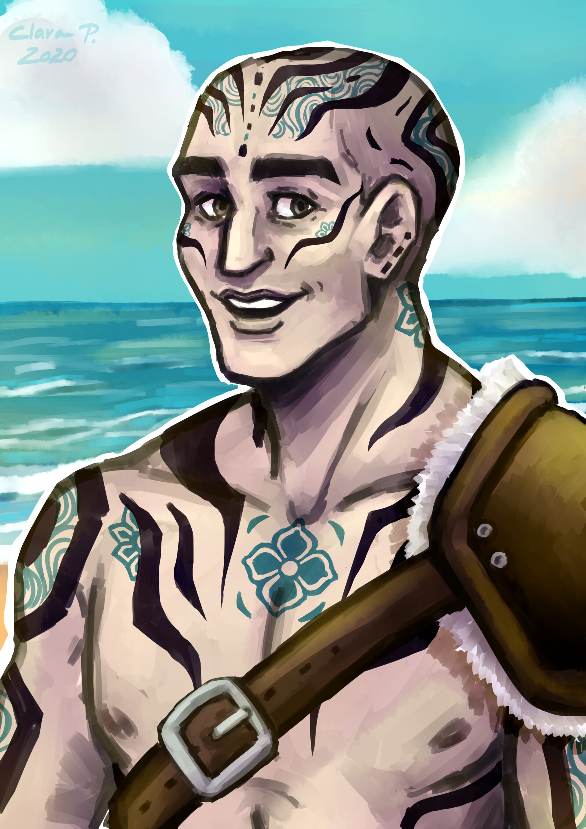 ArtStation - Dave, the surfist Barbarian - Portrait Commission