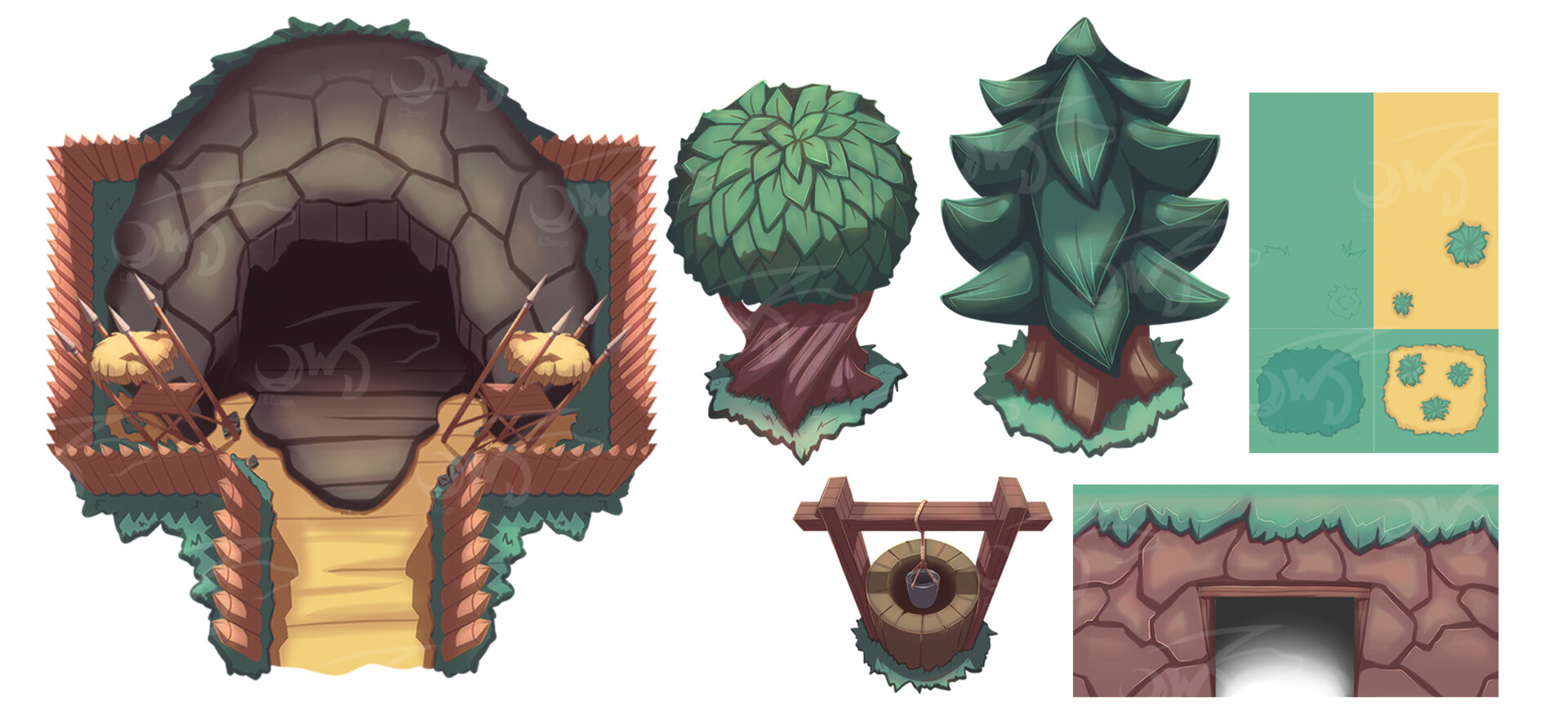 ArtStation - Tamer Game Art. Outdoor Sprites