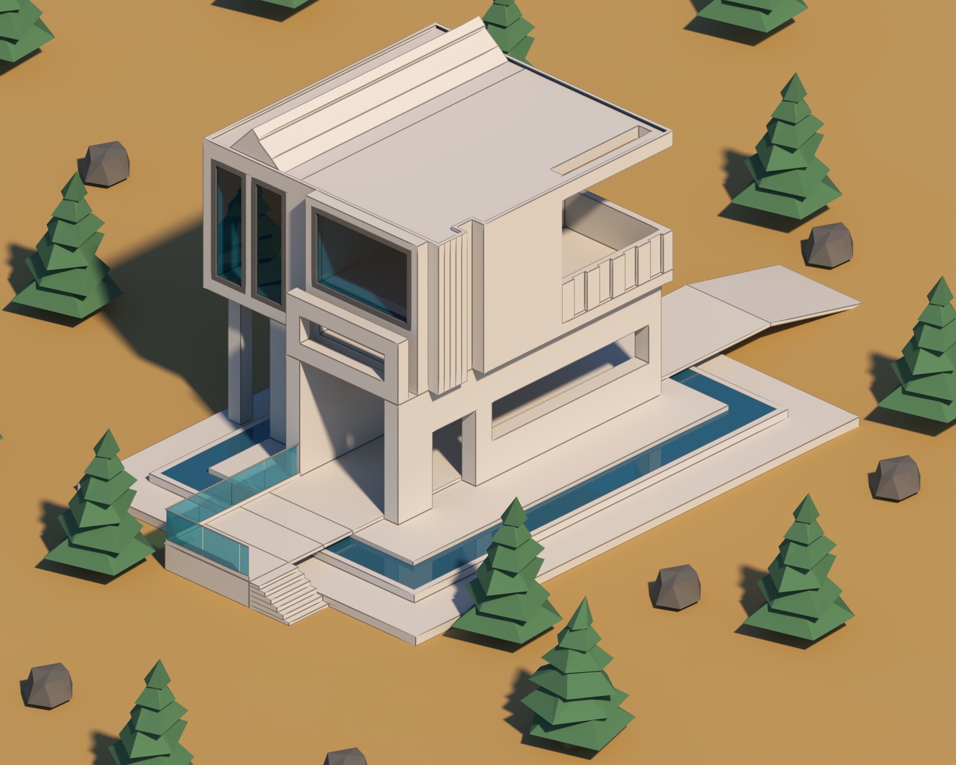 ArtStation - White Low Poly House