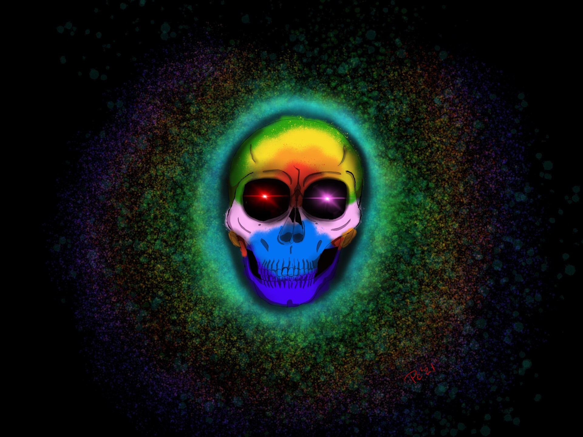 ArtStation - Rainbow Skull
