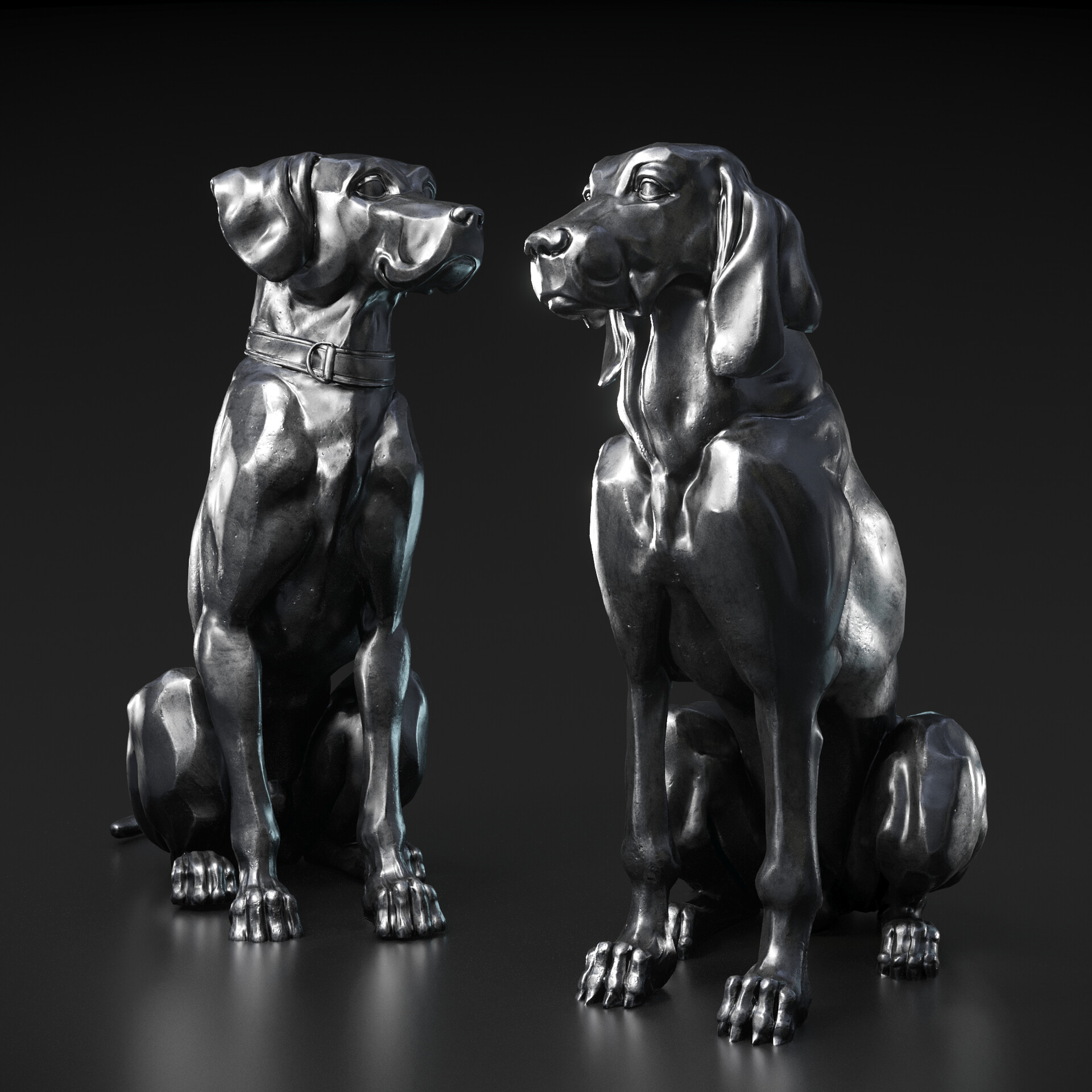 ArtStation - Two dogs. Metal figurines.
