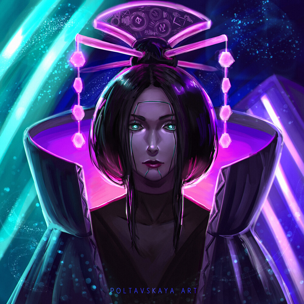 ArtStation - Cyberpunk geisha. Commision