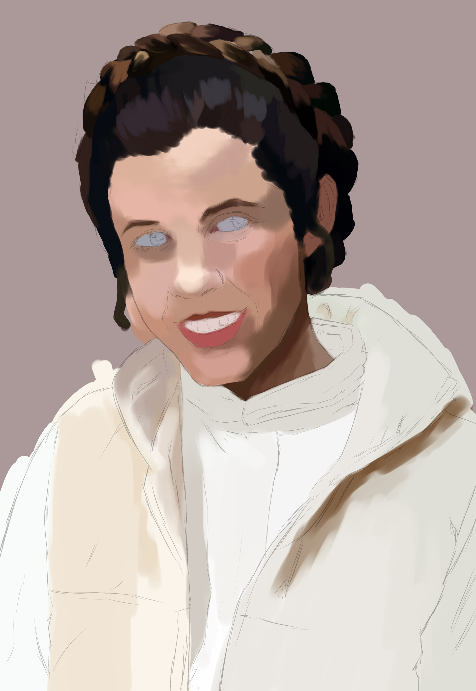 Ami Diallo - Princess Leia digital portrait + WIPs