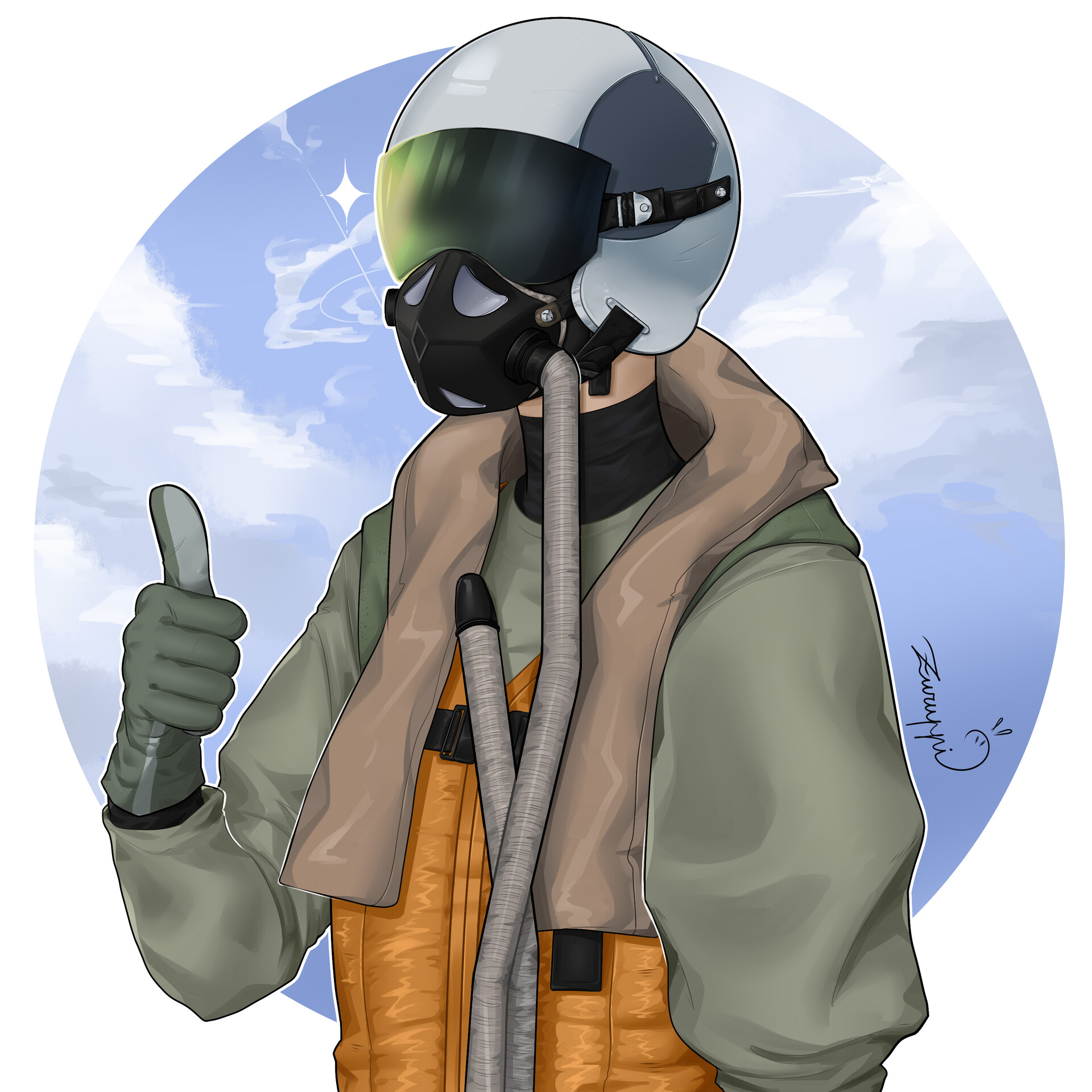 ArtStation - Pilot thumbs up! [COMM]