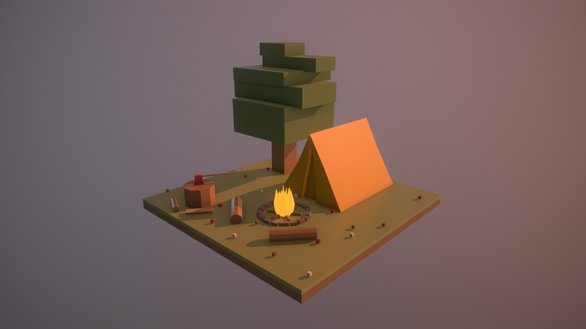 ArtStation - Low Poly Campsite