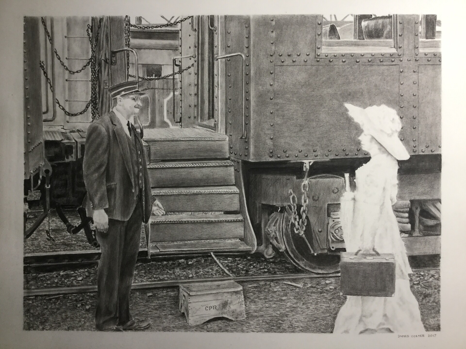 ArtStation - Train conductor and lady in white