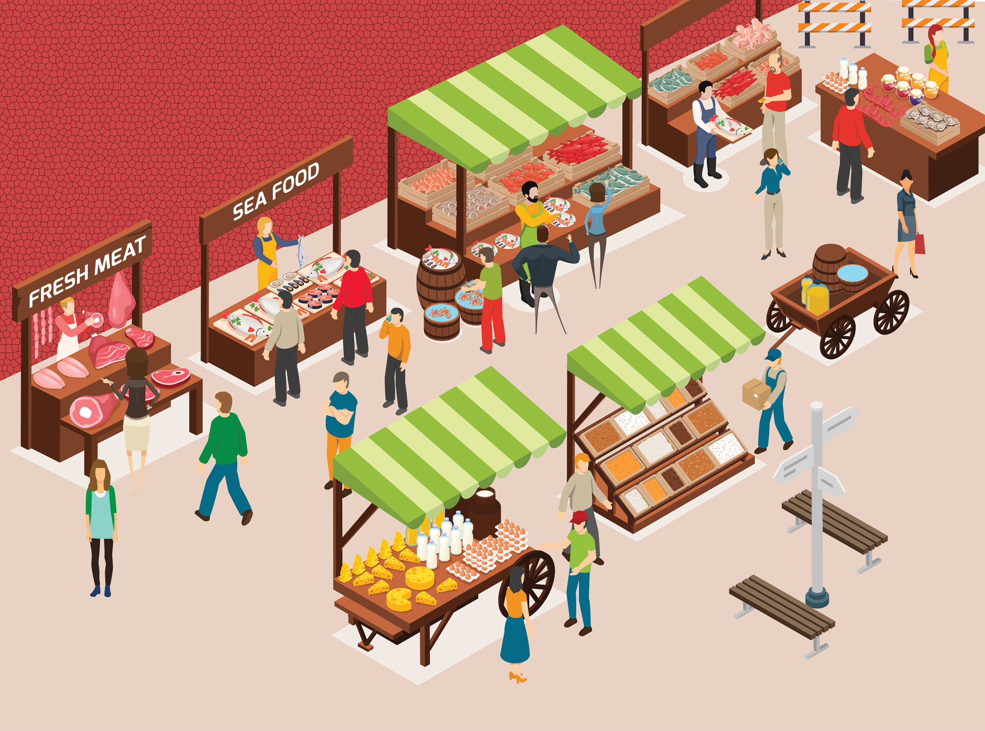 ArtStation - fish market 2d