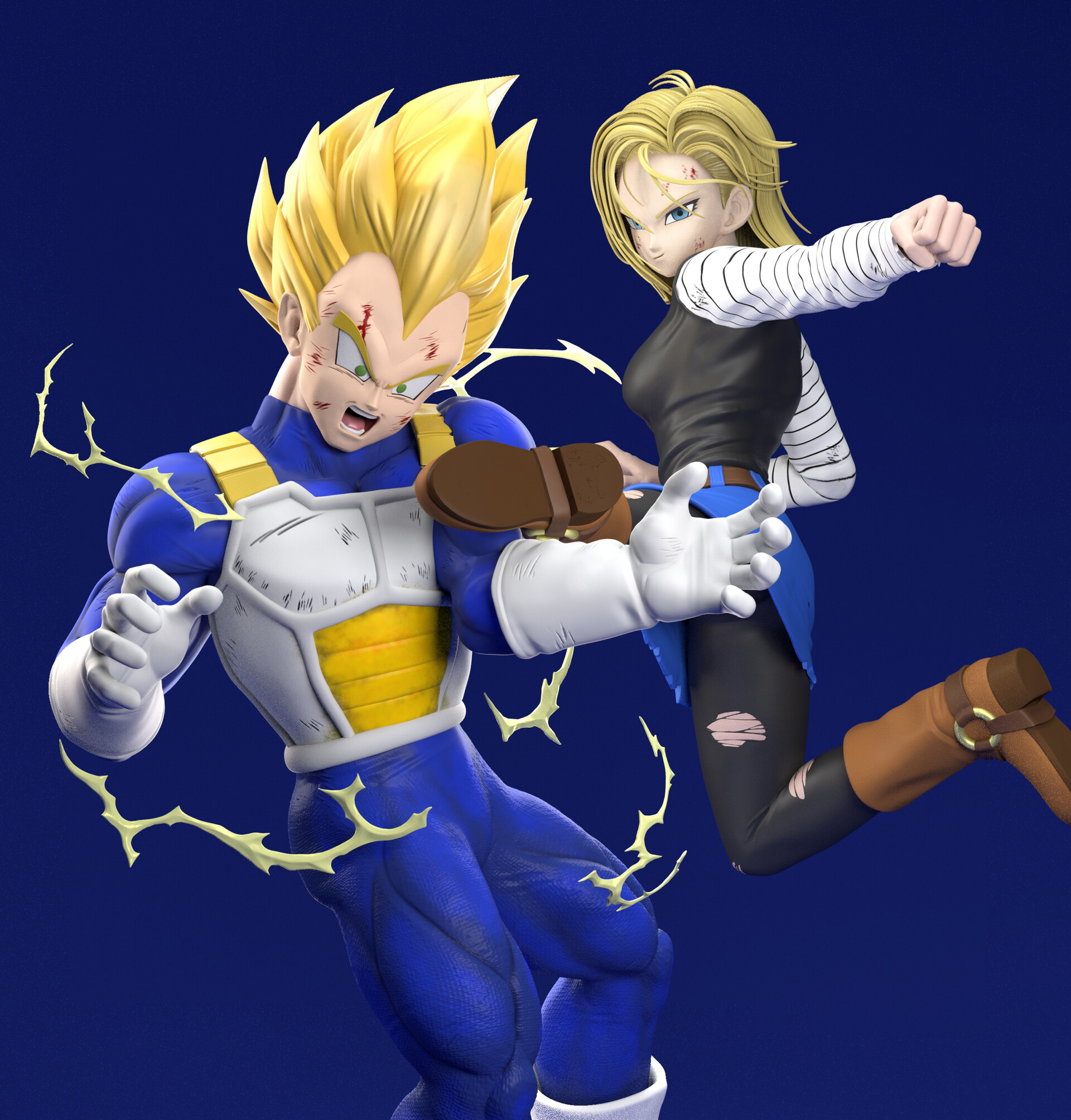 ArtStation - Vegeta Vs 18
