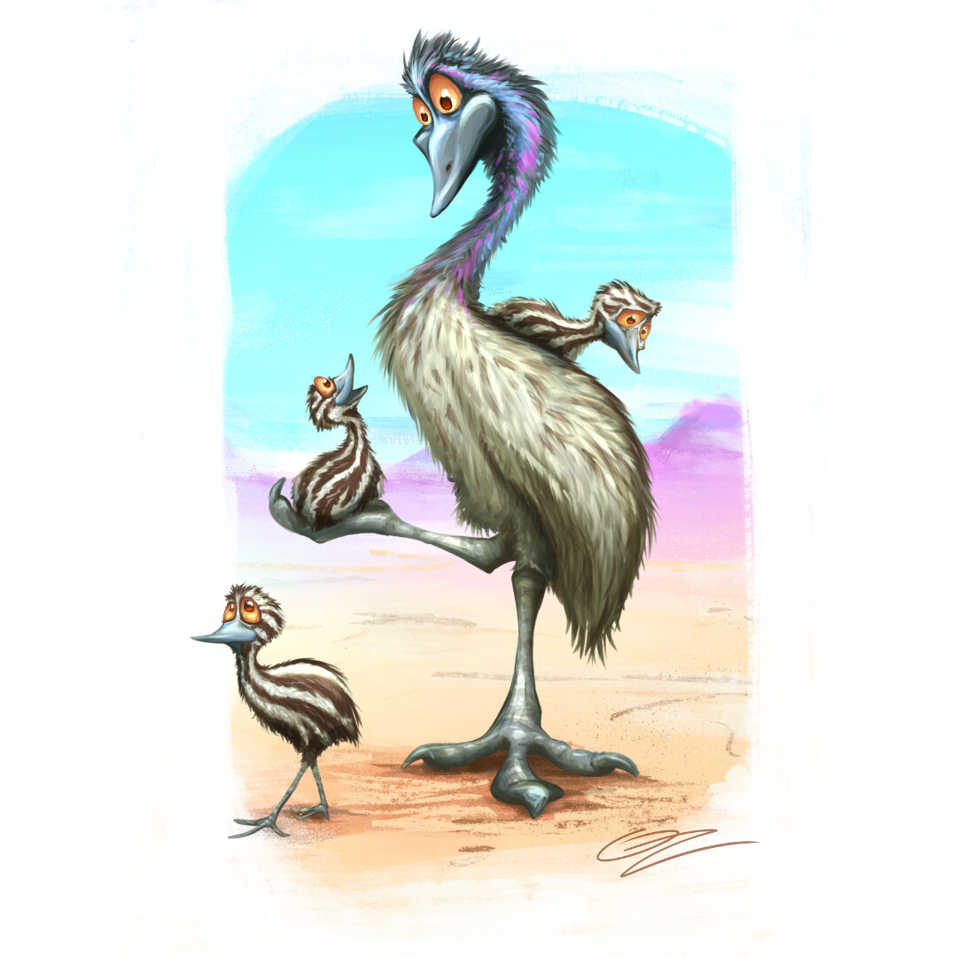 ArtStation - Emu with Babys