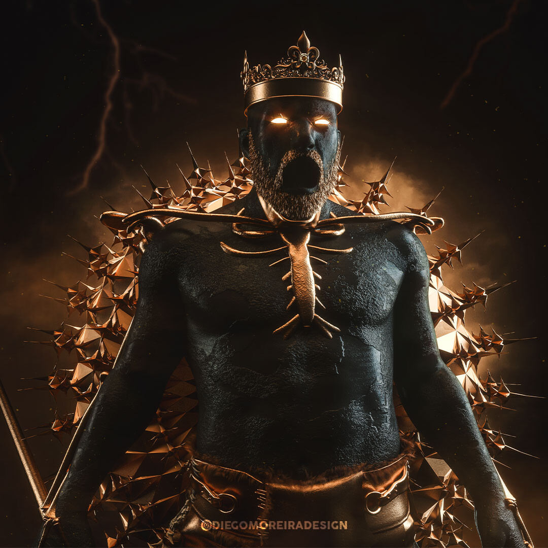 ArtStation - Dark skeleton gold king