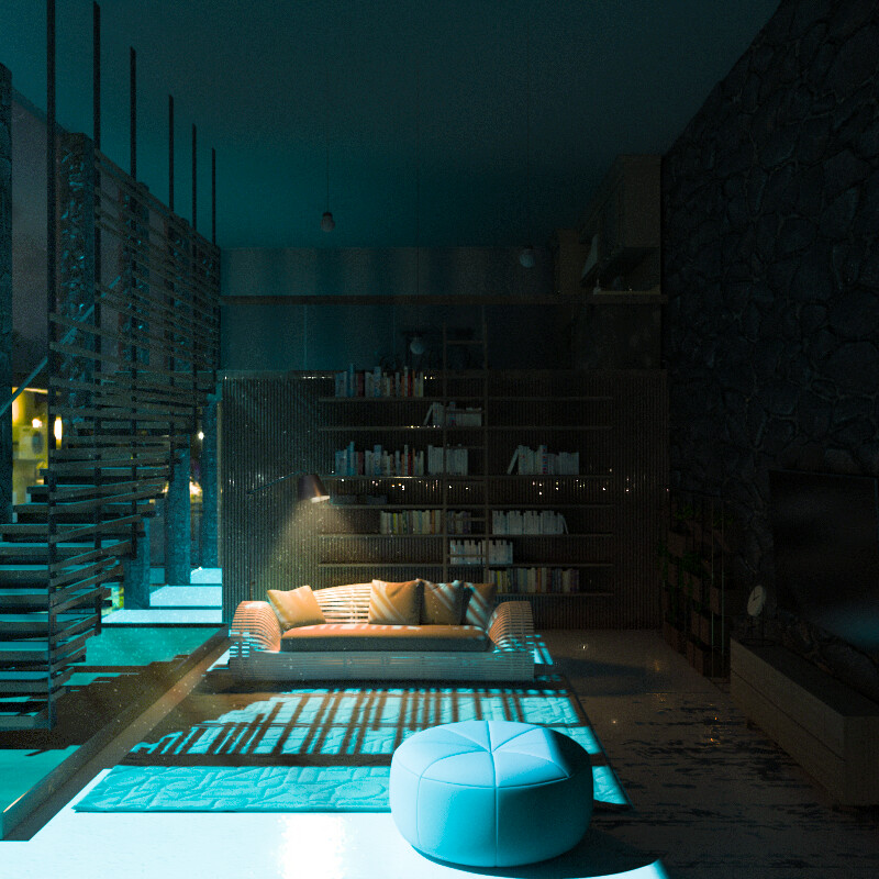 ArtStation - CGI RENDER NOITE, LUA e ABAJUR