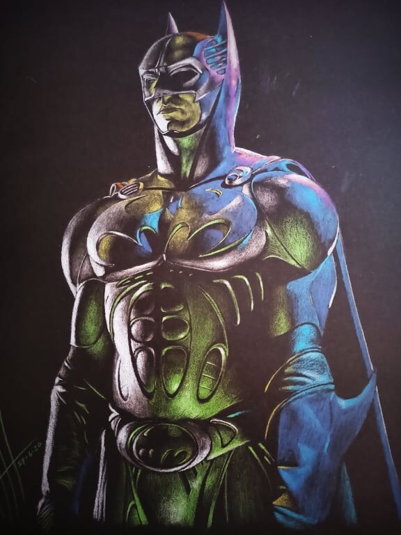 ArtStation - Batman portrait drawing color