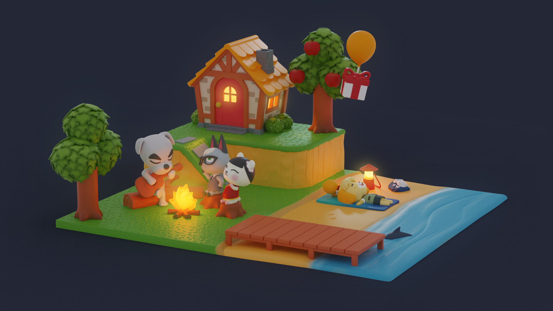 ArtStation - Animal Crossing Diorama