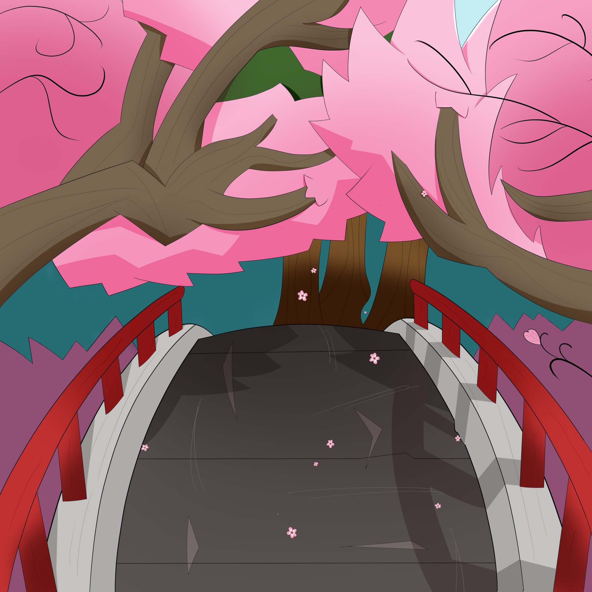 ArtStation - Sakura bridge