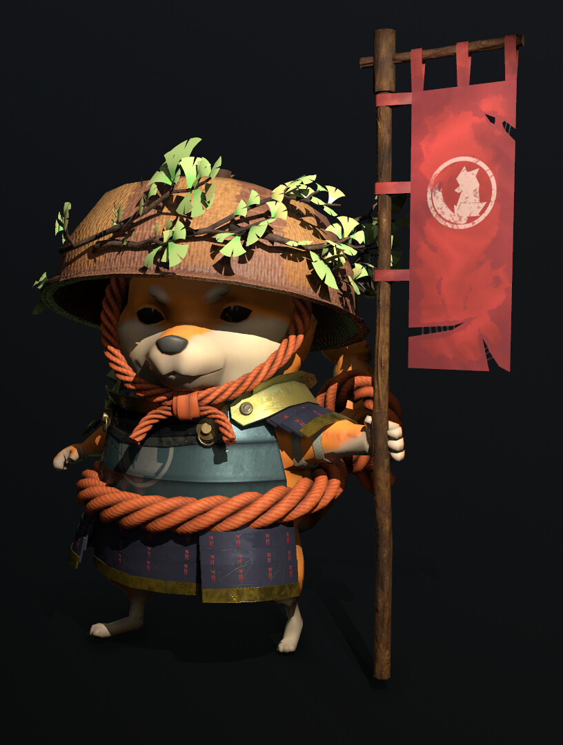 ArtStation - 3D Shiba Inu Samurai