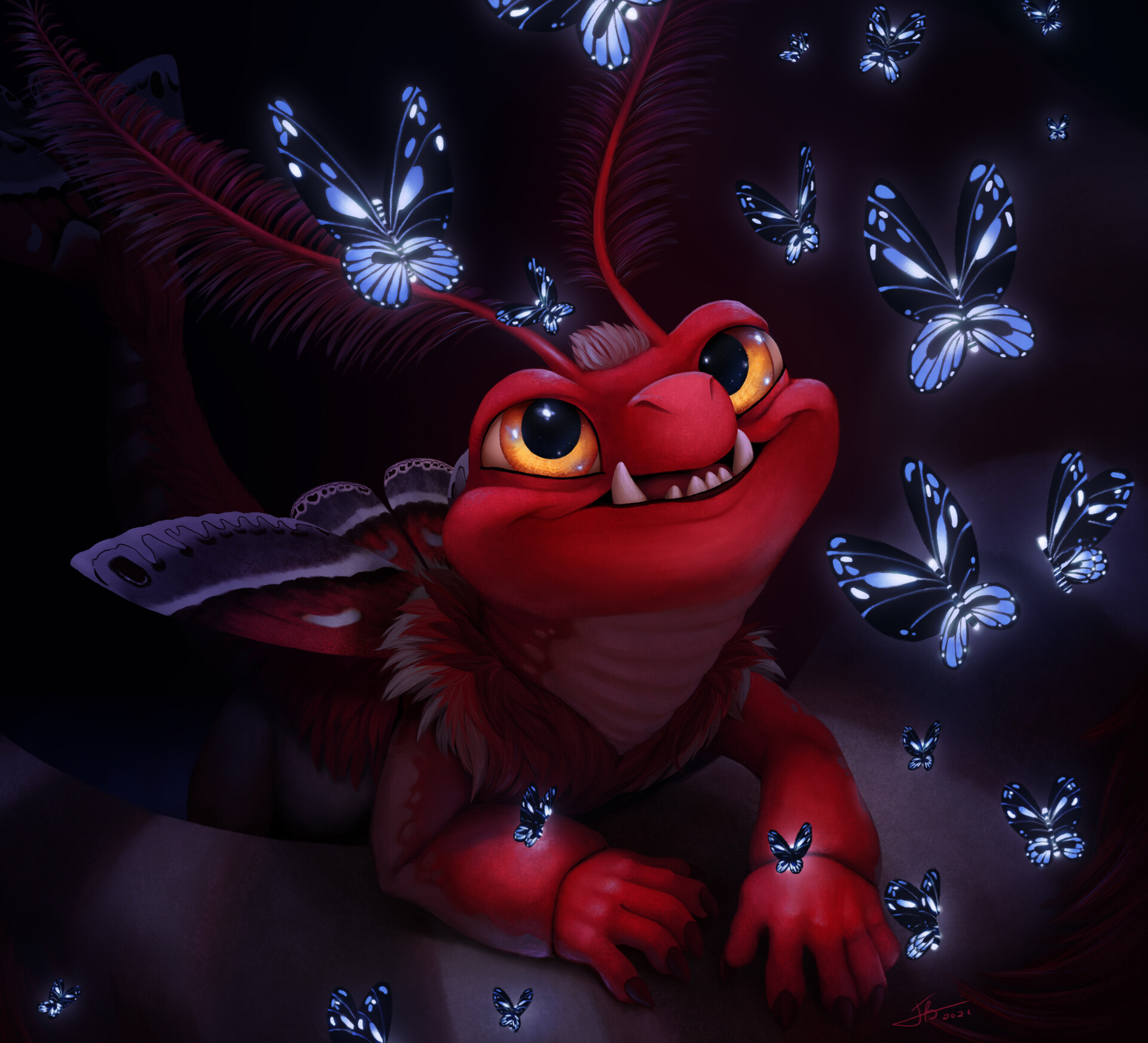 ArtStation - Dragon moth and butterflies