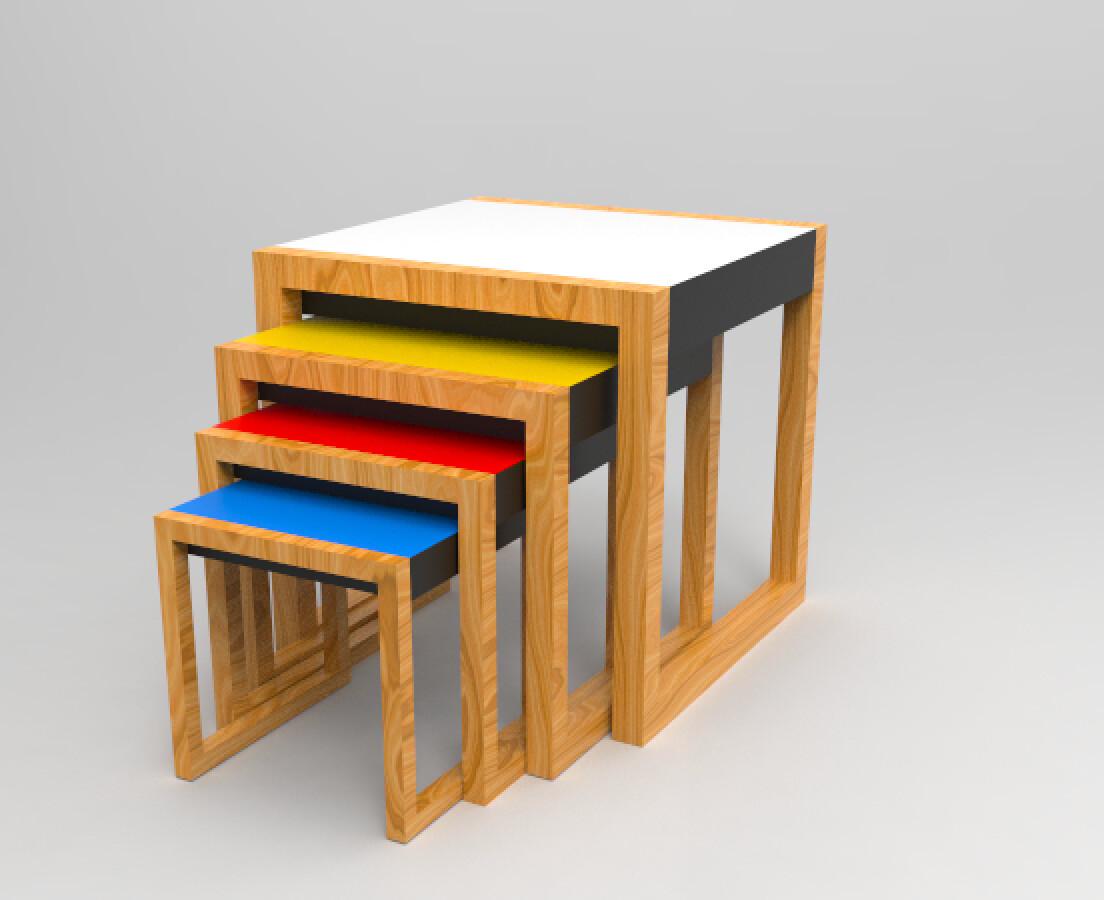 ArtStation - Nesting Tables by J. Albers practice - 3D model