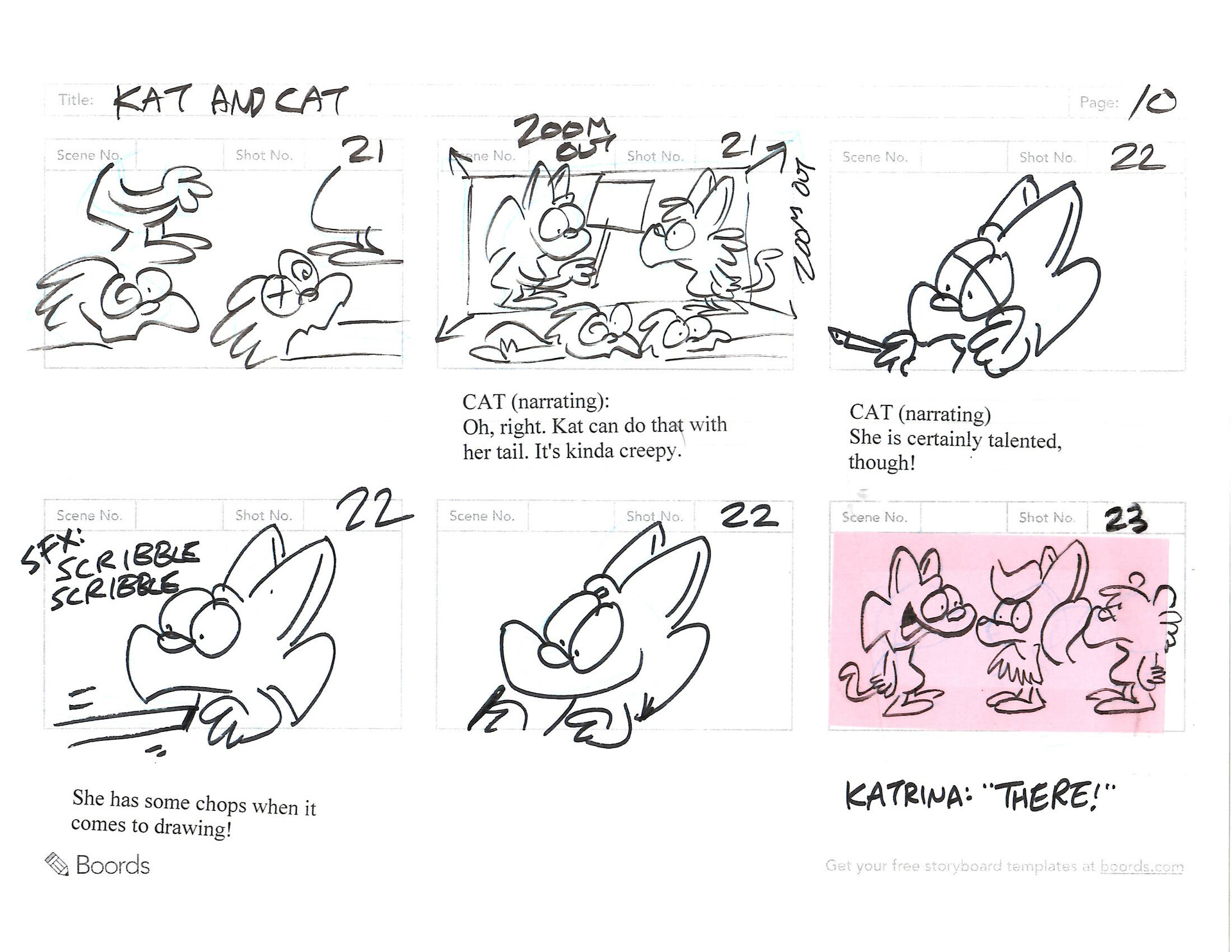 Charles Brubaker - Cat and Kat storyboards