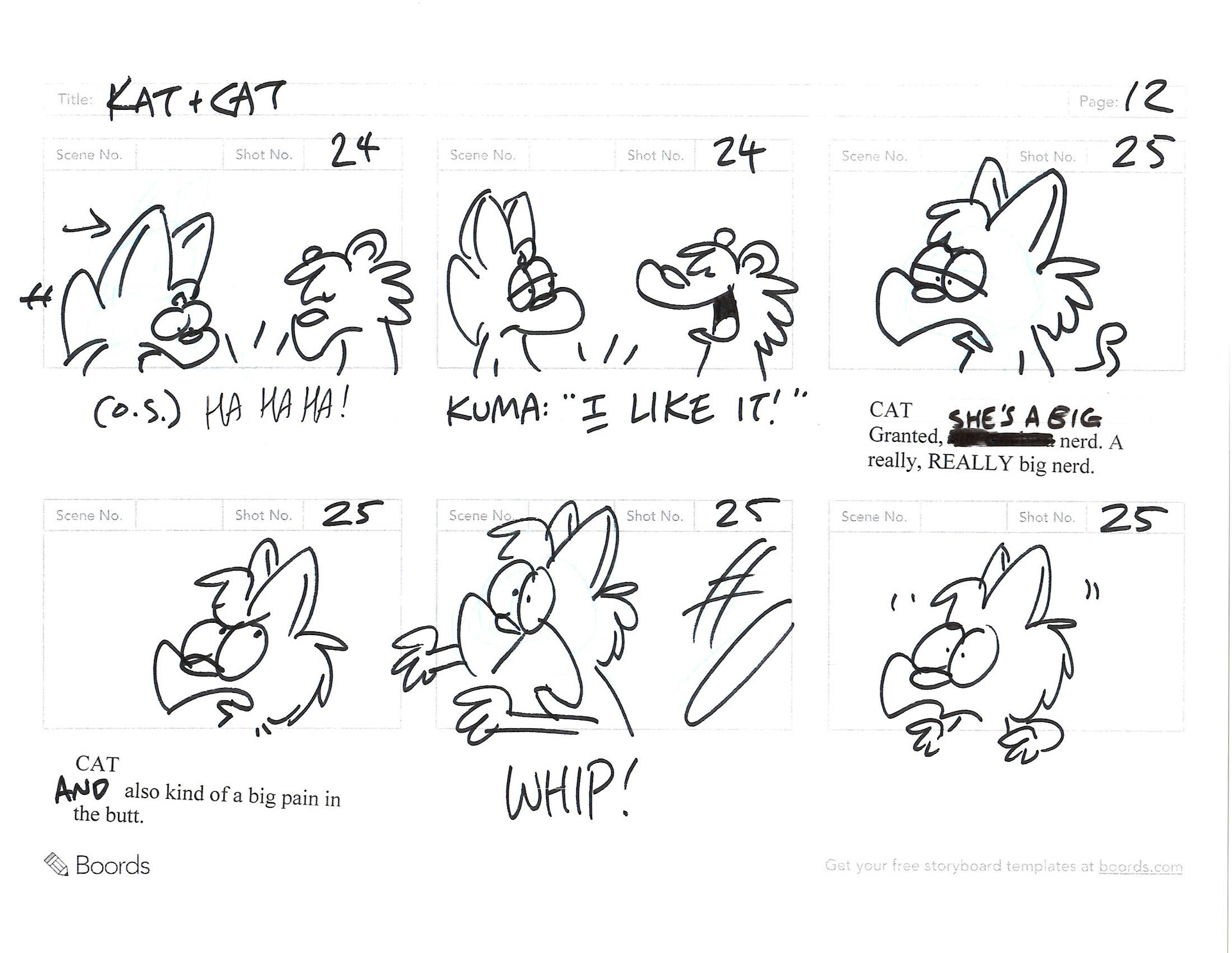 Charles Brubaker - Cat and Kat storyboards