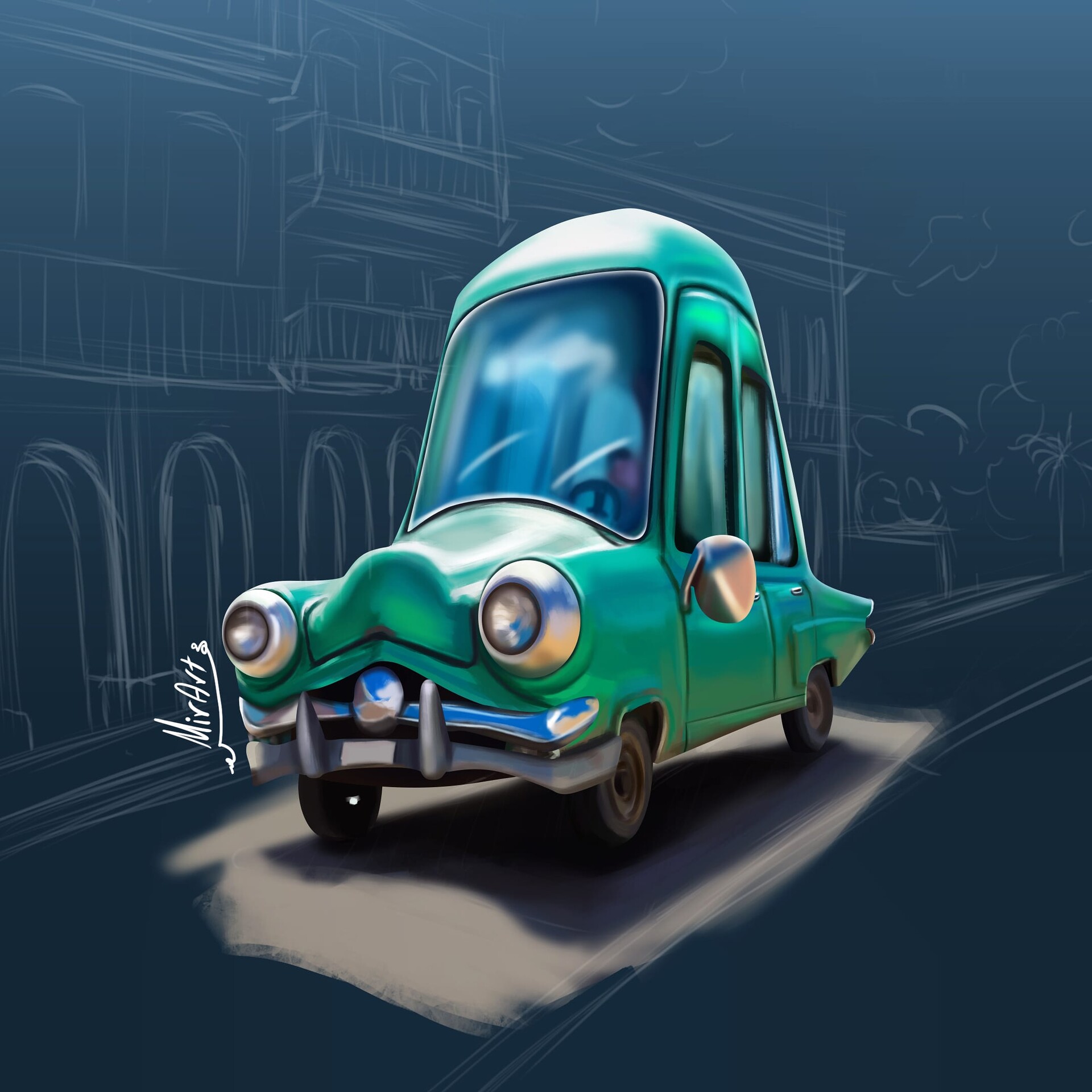 ArtStation - Classic Car Digital Painting