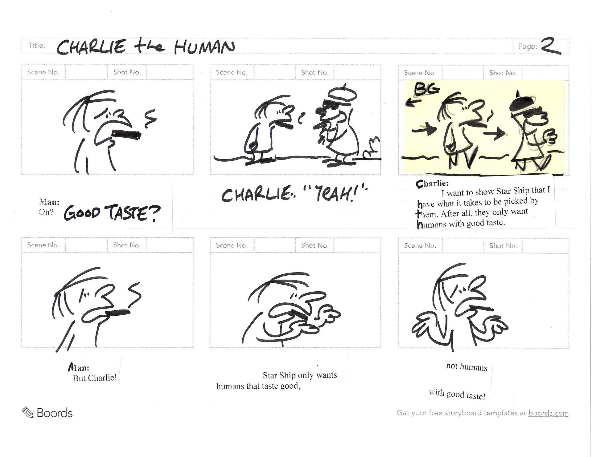 Charles Brubaker - Charlie the Human storyboards