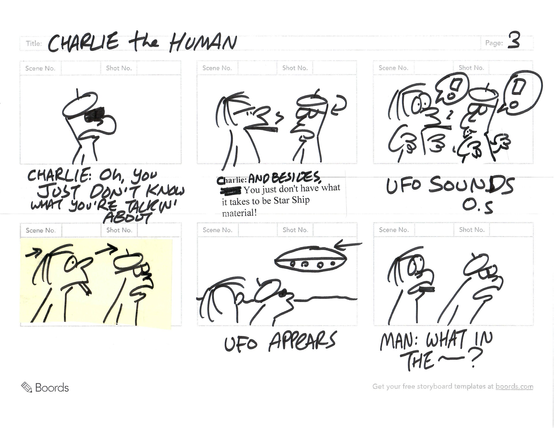 Charles Brubaker - Charlie the Human storyboards