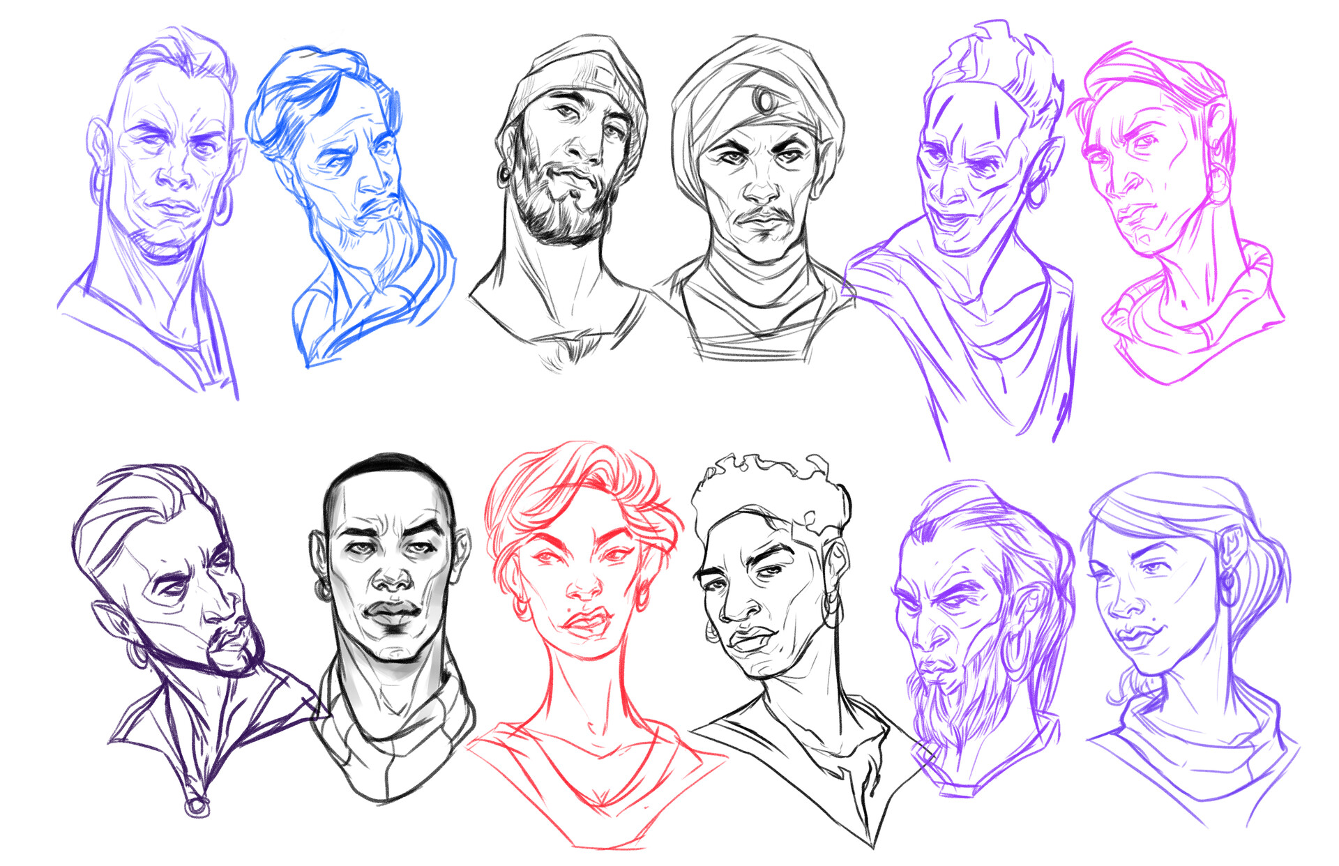 ArtStation - Digital Head Sketches 1