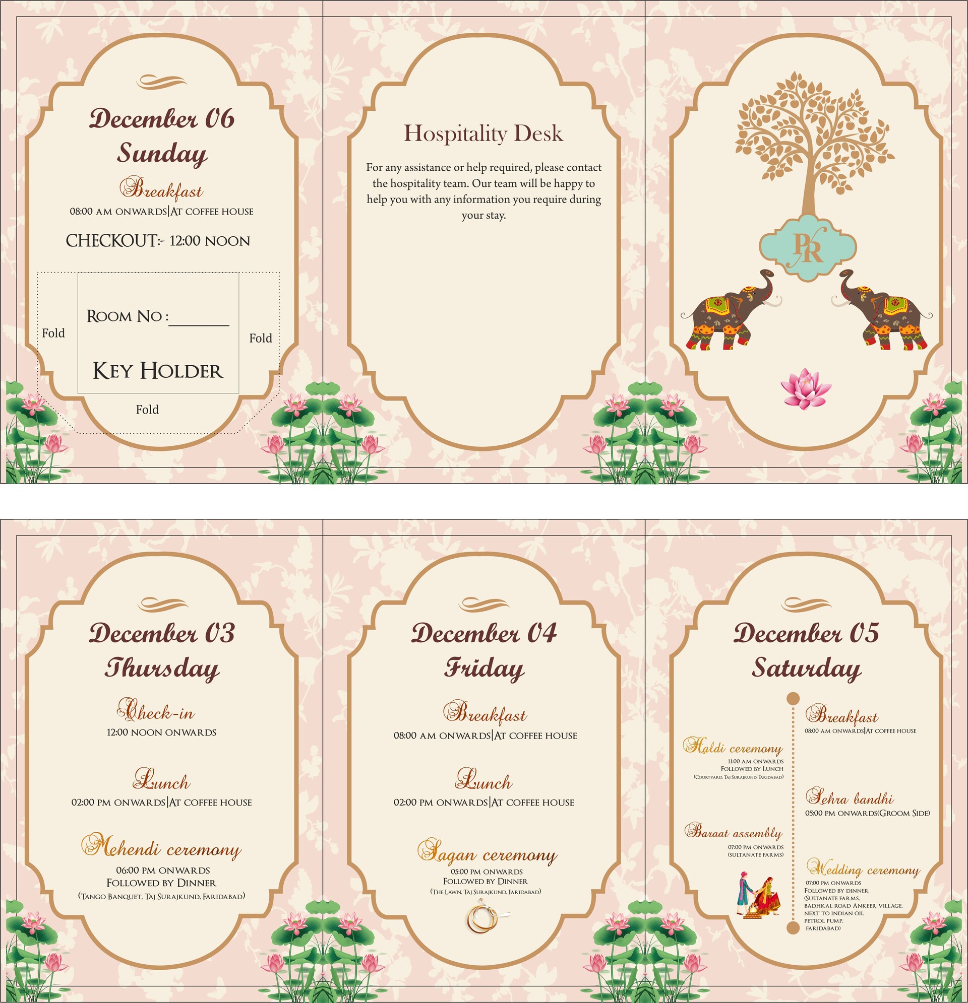 Indian Royal Wedding Itinerary Card Design Happy Invites