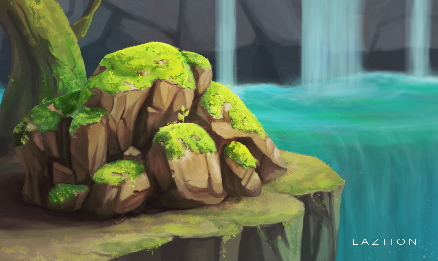 ArtStation - Mossy rock