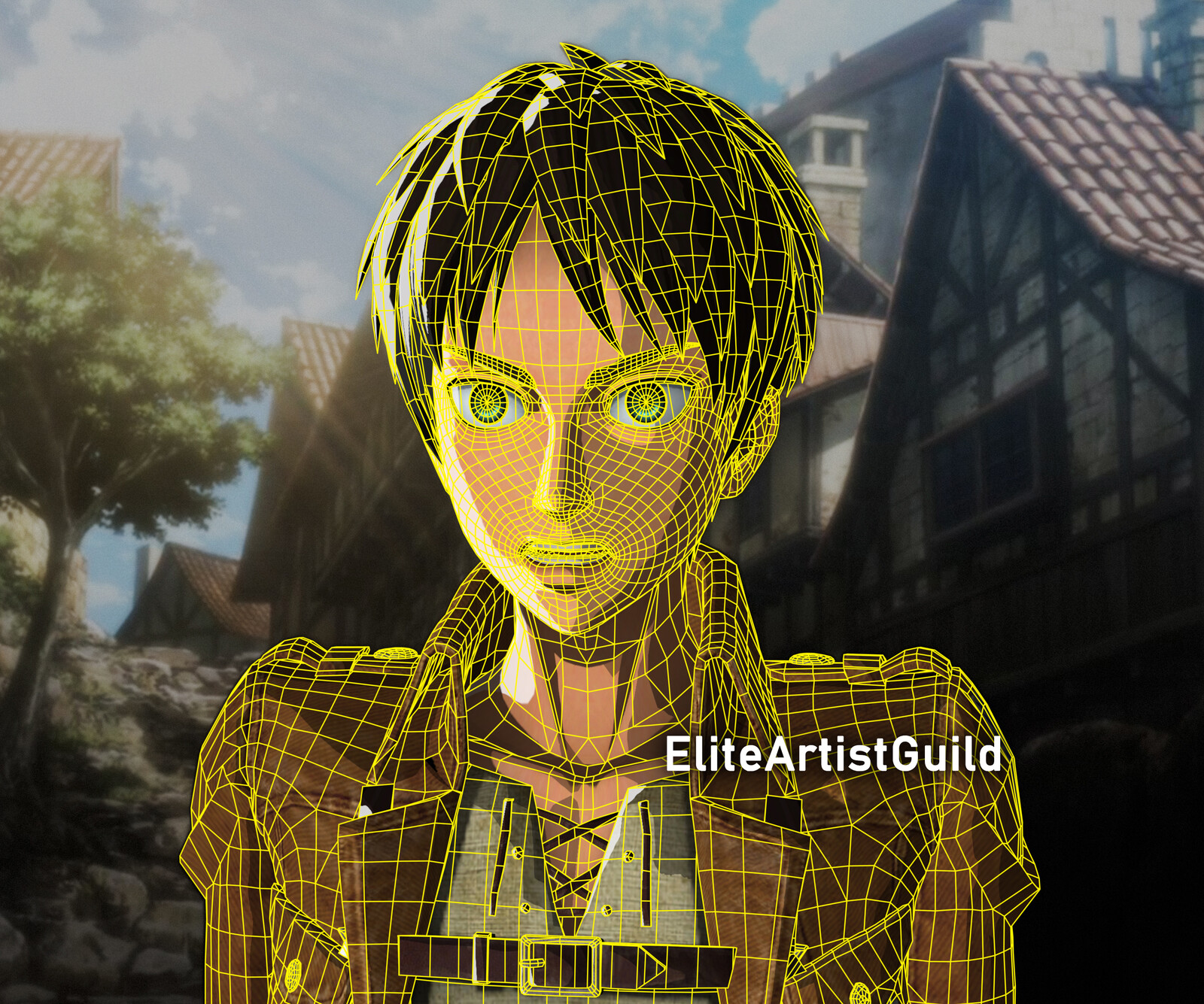 Elite Artist Guild - Eren Yeager Stylized 3D Render (Game Model)