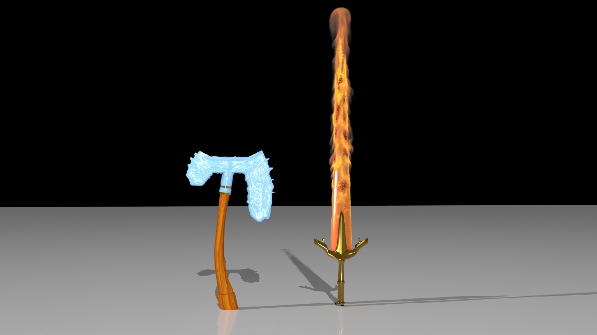 ArtStation - Frost Axe & Flaming sword