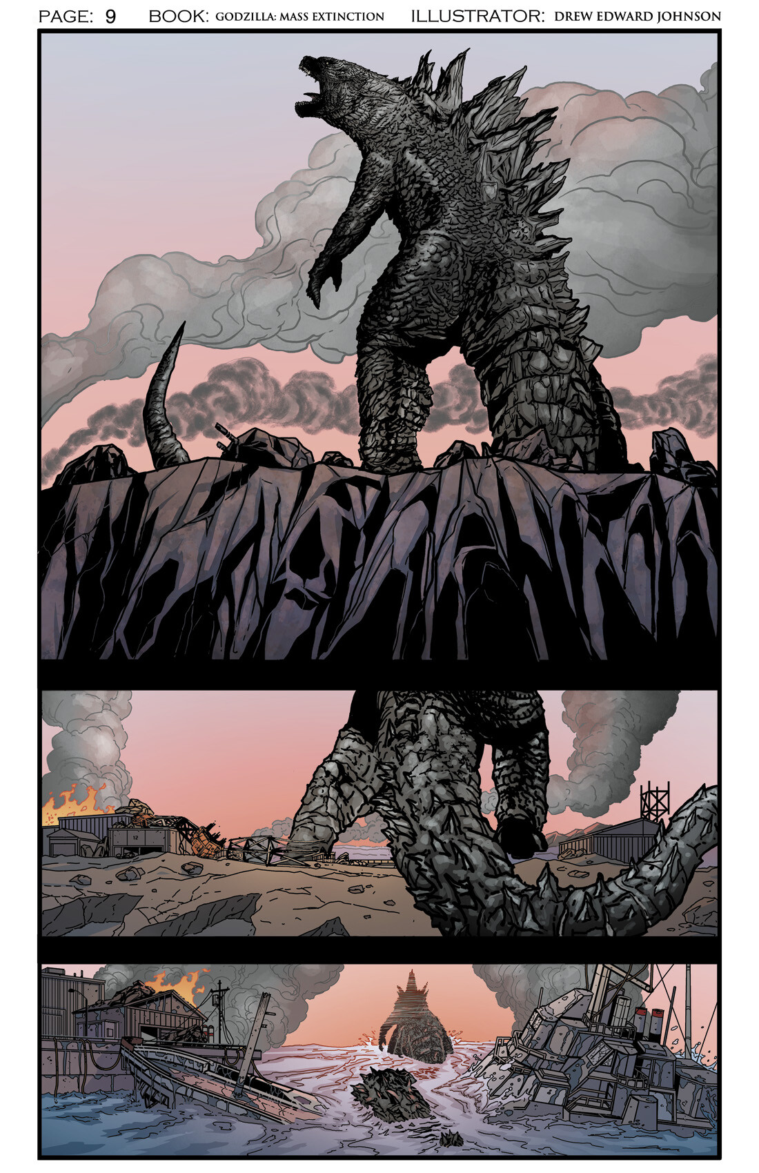 Drew Edward Johnson - GODZILLA: AFTERSHOCK CHAPTER 1 PAGES