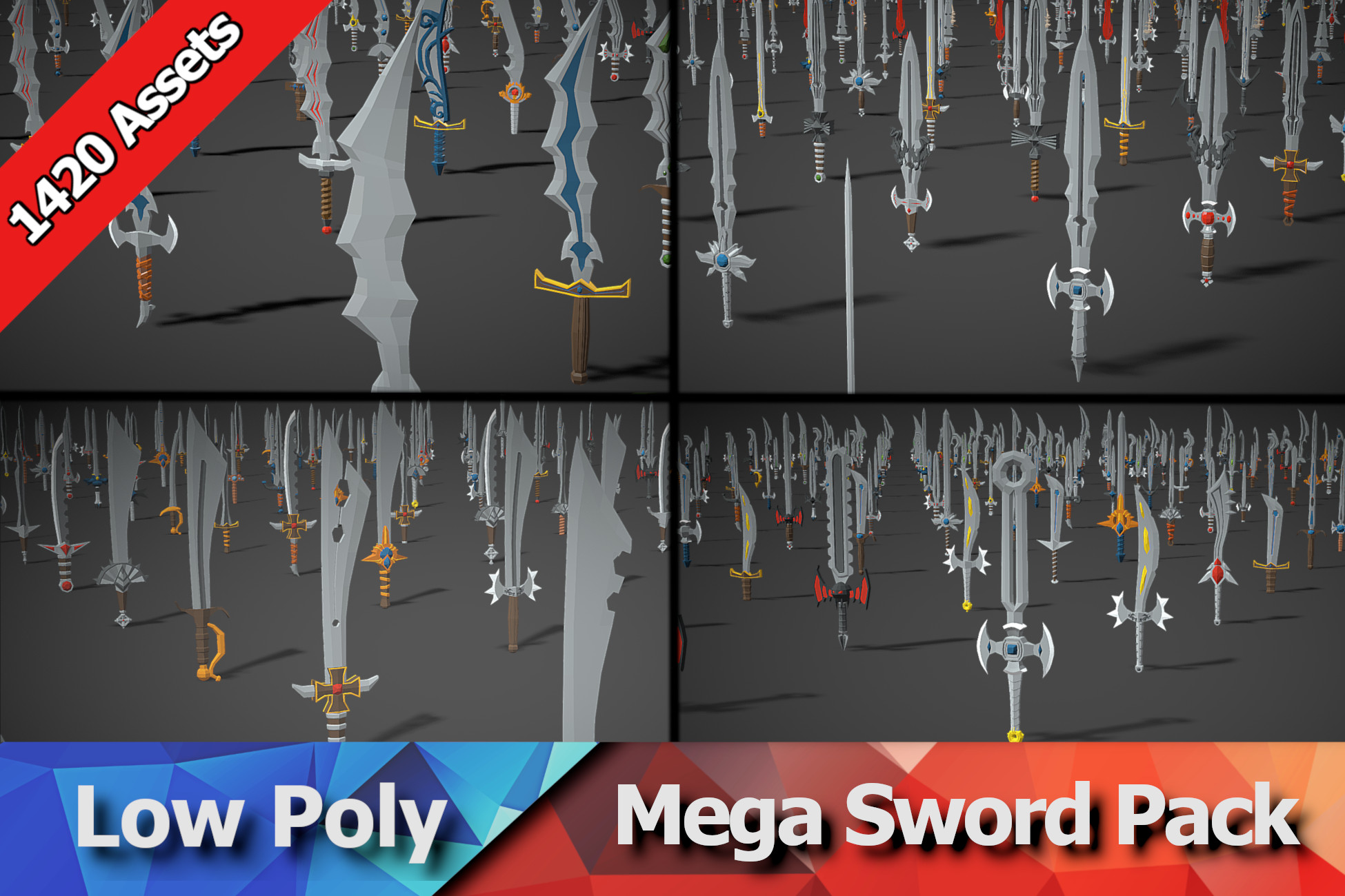 Pure Poly - 3D Models for your Game - Modular Swords Mega Pack - 1200 ...