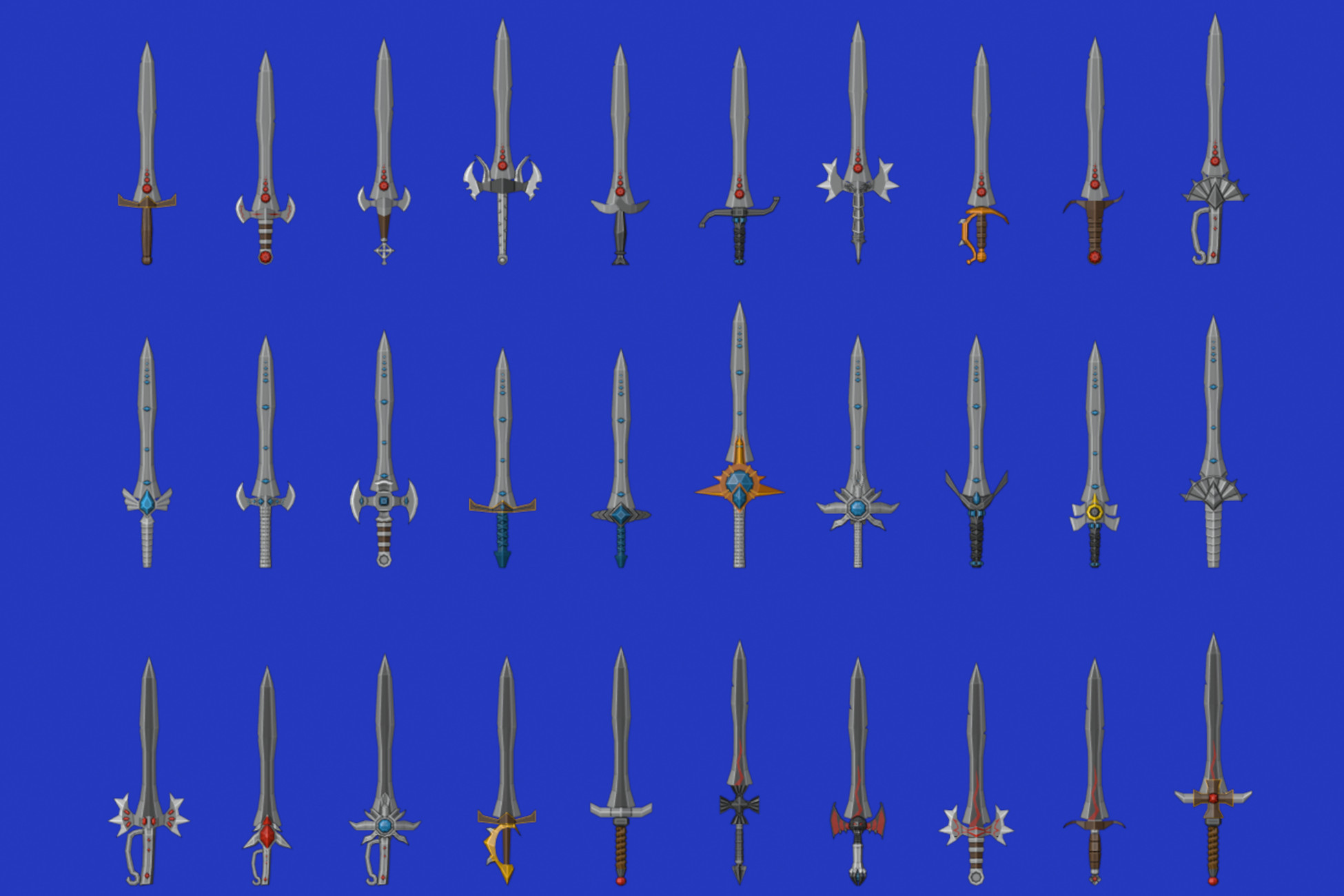 Pure Poly - 3D Models for your Game - Modular Swords Mega Pack - 1200 ...