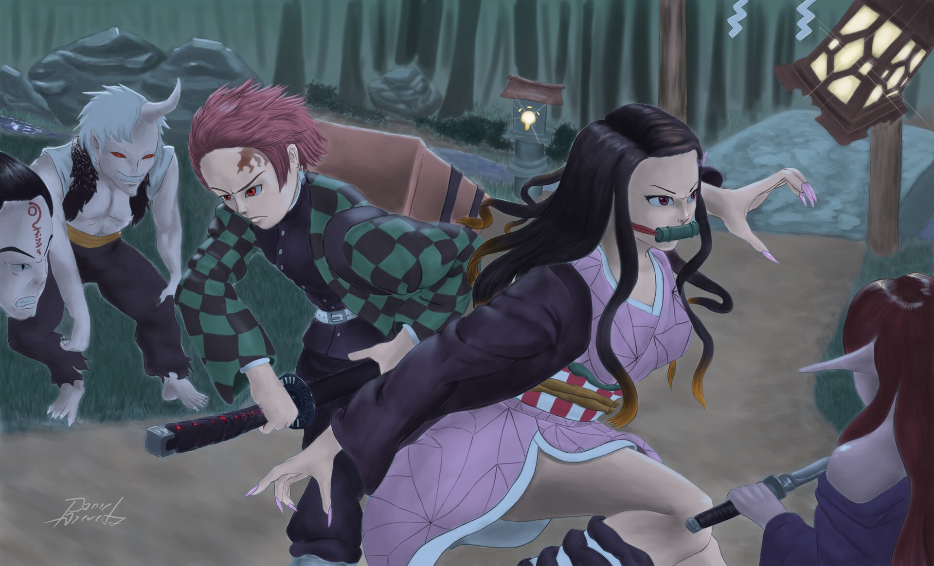 ArtStation - Tanjiro & nezuko