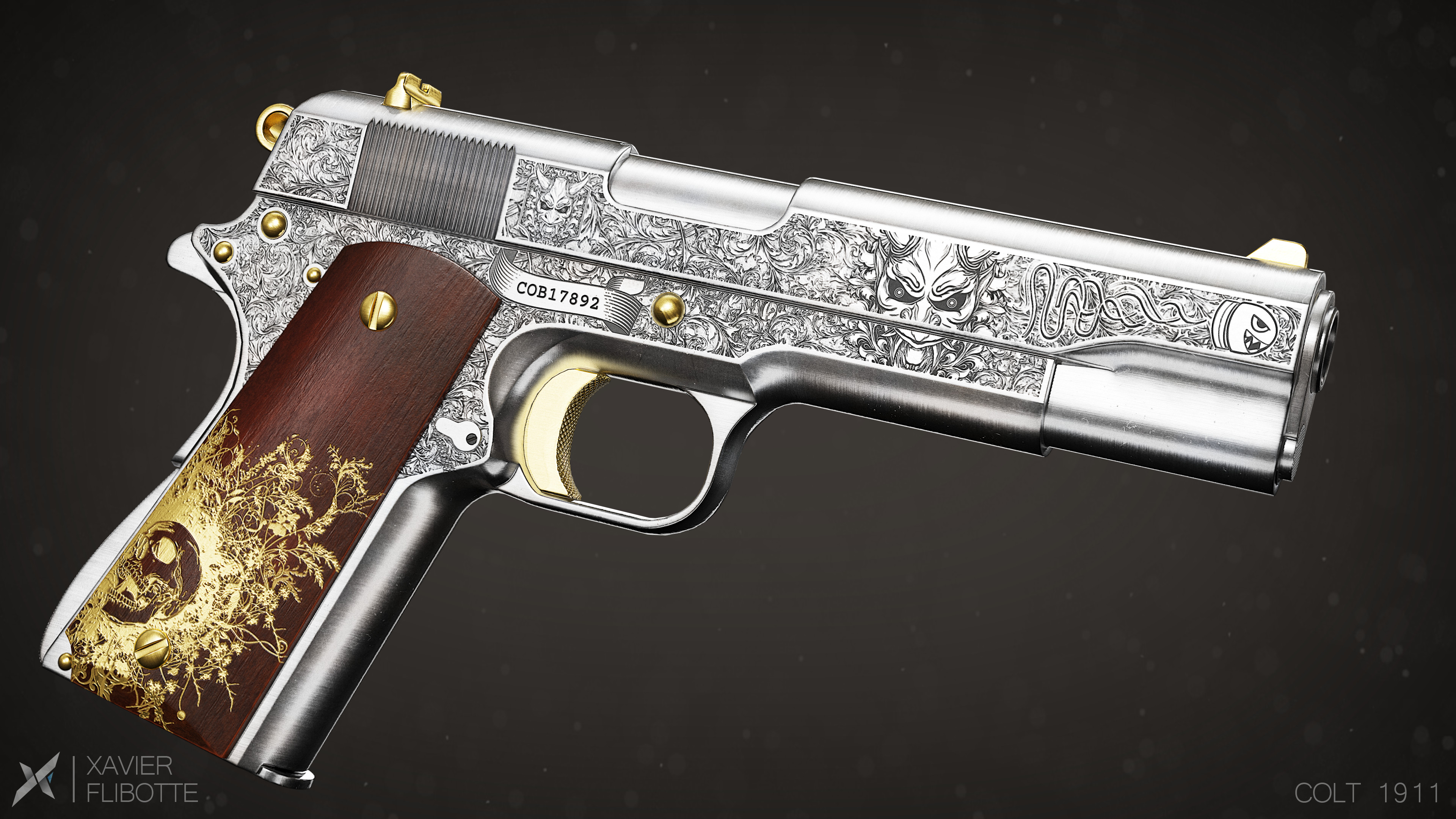 Colt 1911 Silver Engraved