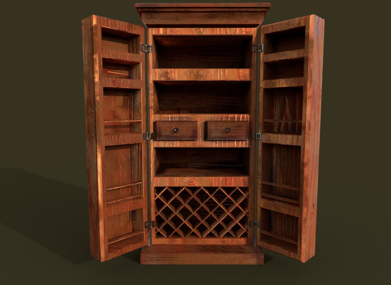 ArtStation - Rustic Wine Bar Cabinet