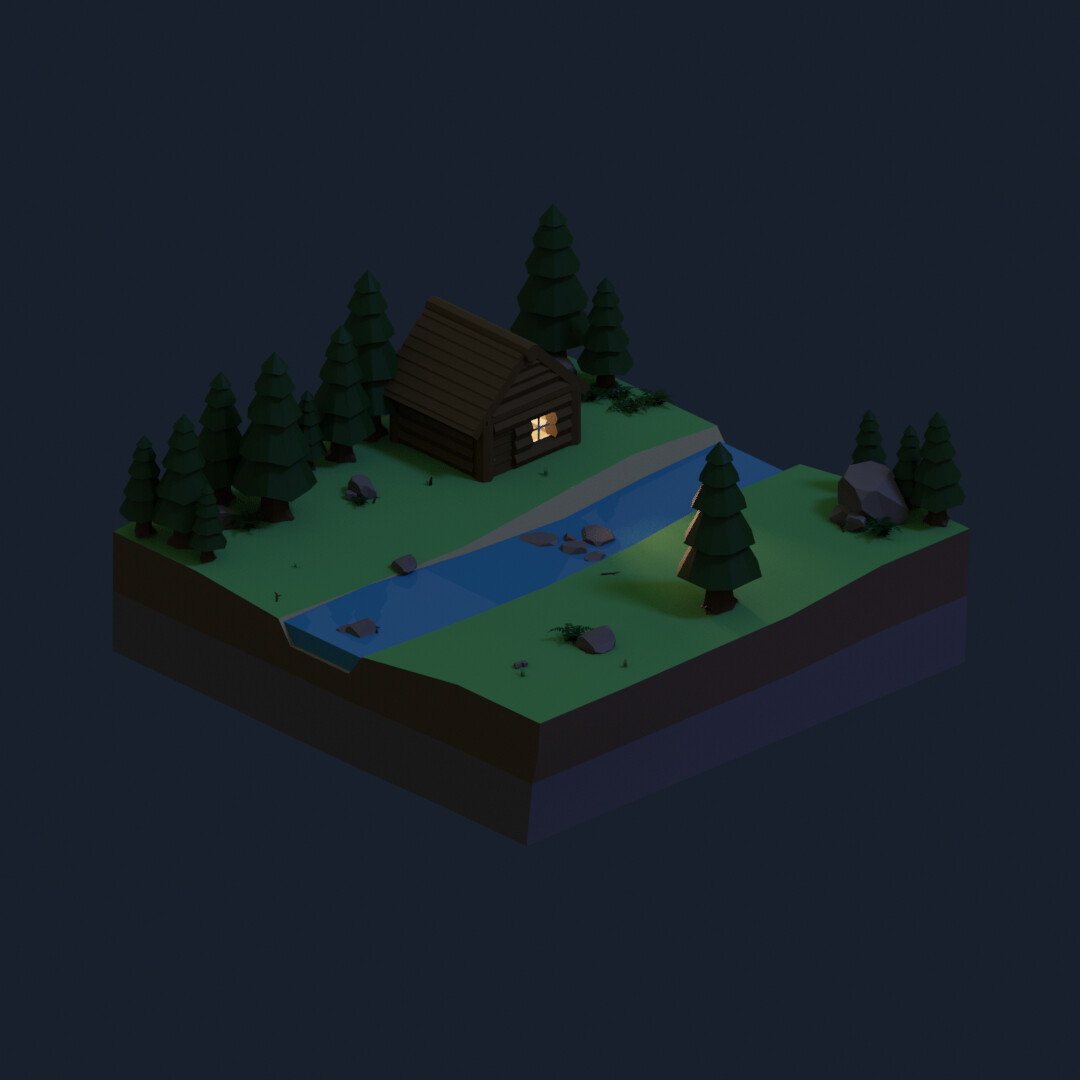 ArtStation - Cabin in the Woods - Isometric